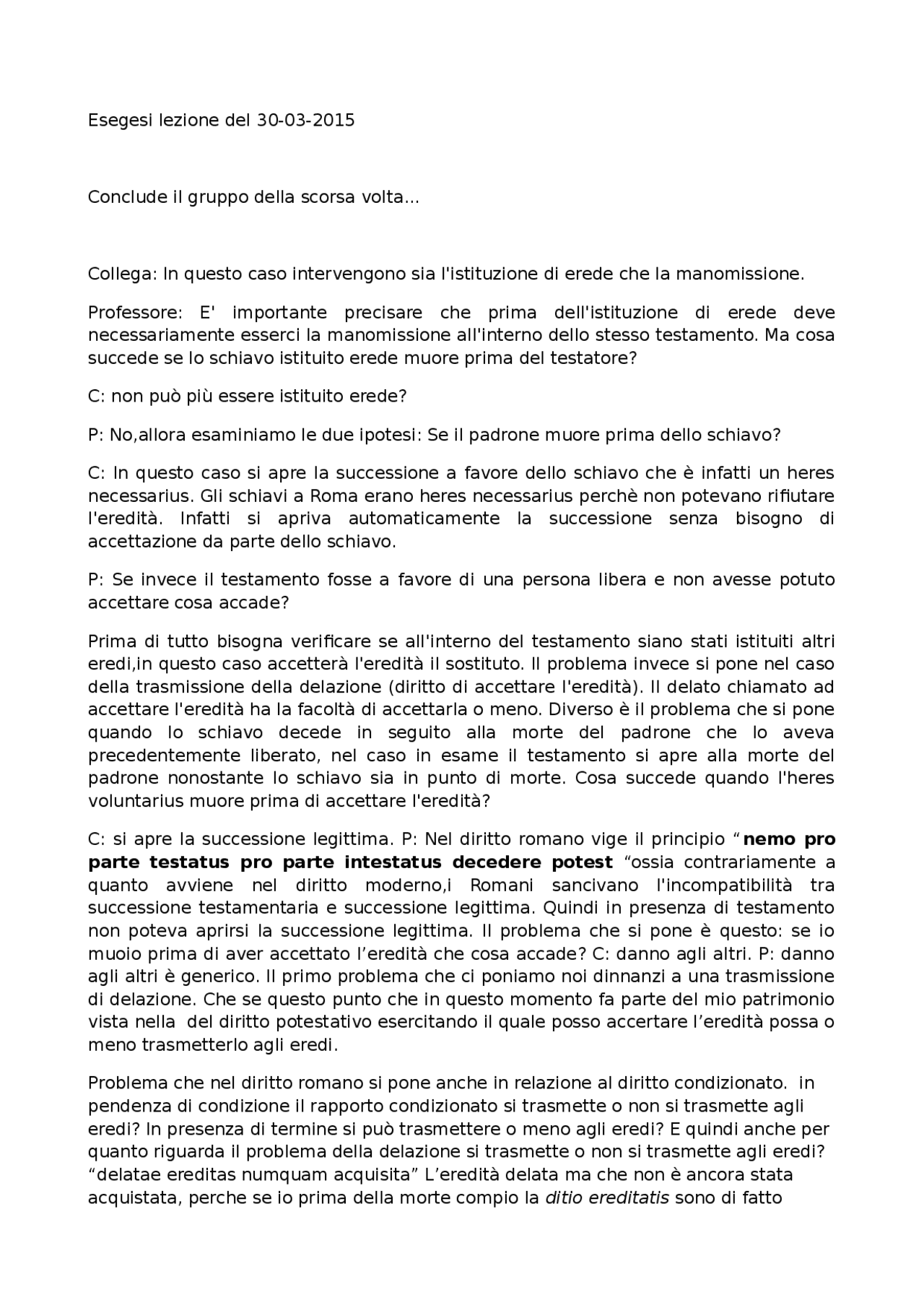 Esegesi Delle Fonti Di Diritto Romano Docsity