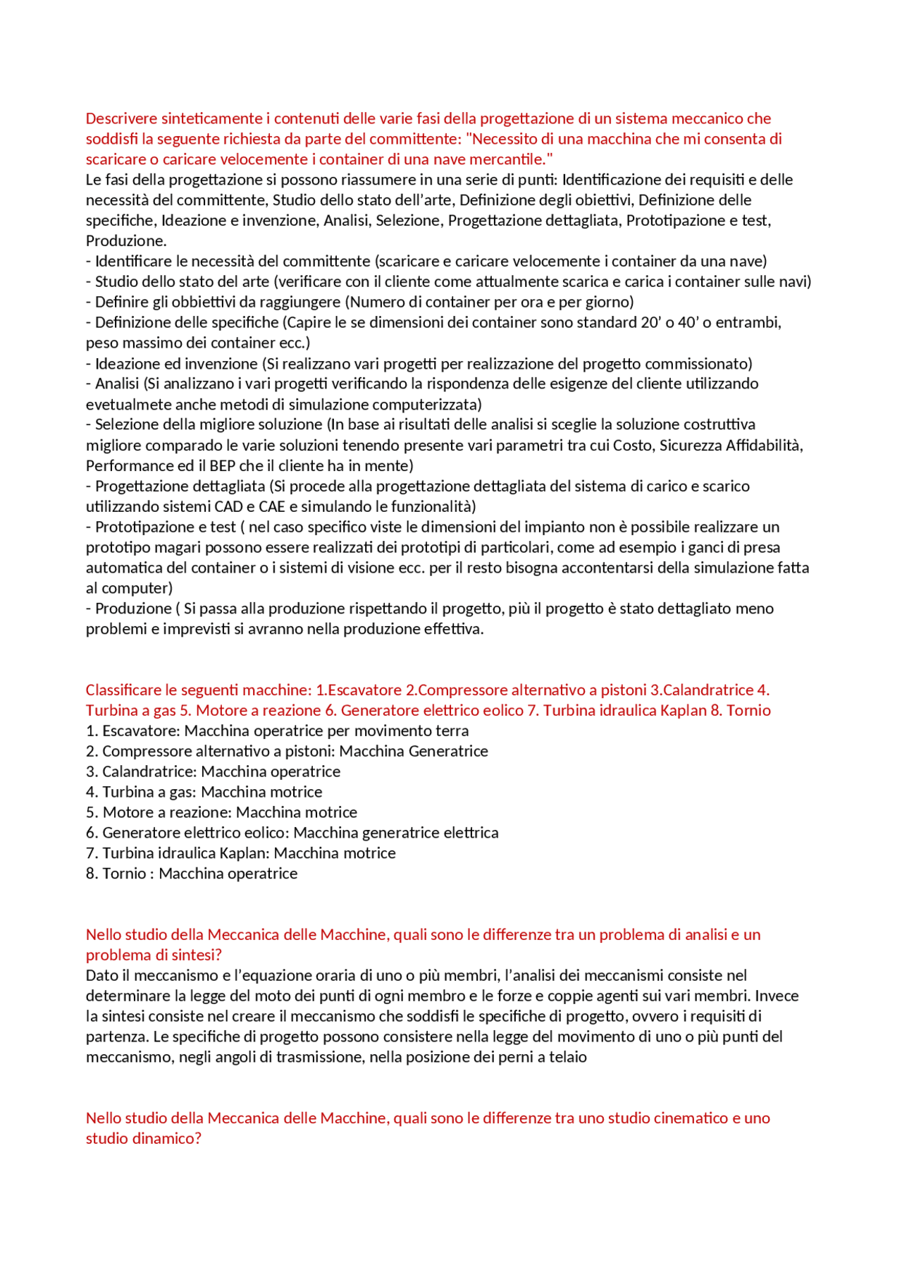 Domande aperte materie varie - Docsity