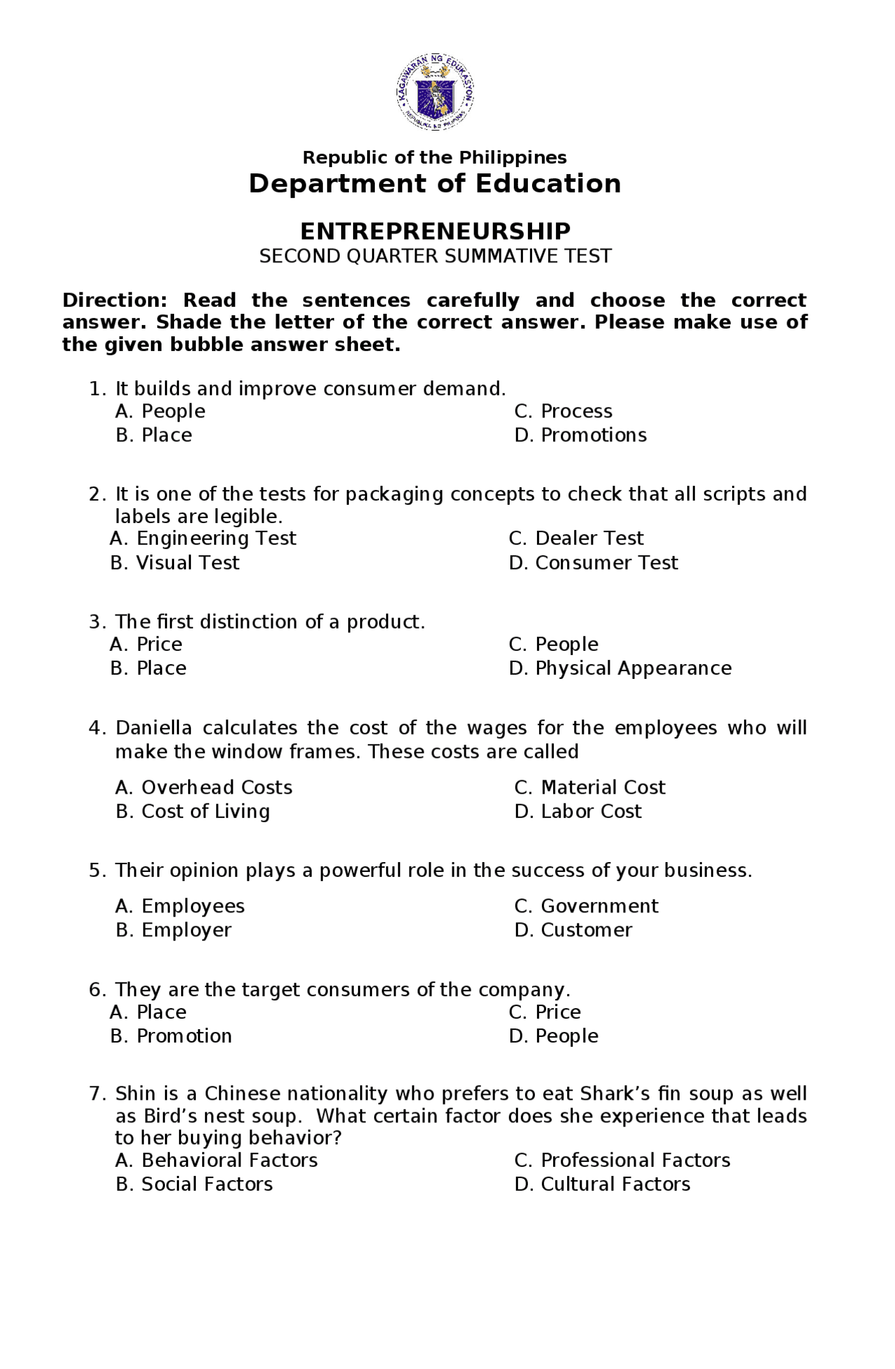 EMPOWERMENT TECHNOLOGY QUIZ - Docsity