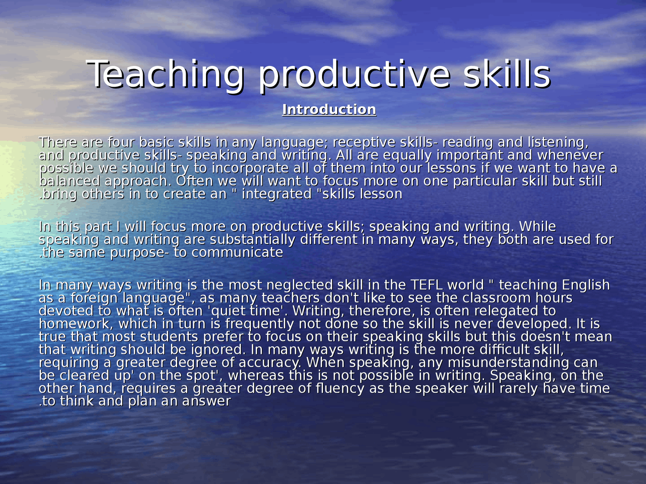 Teaching productive skills - Docsity