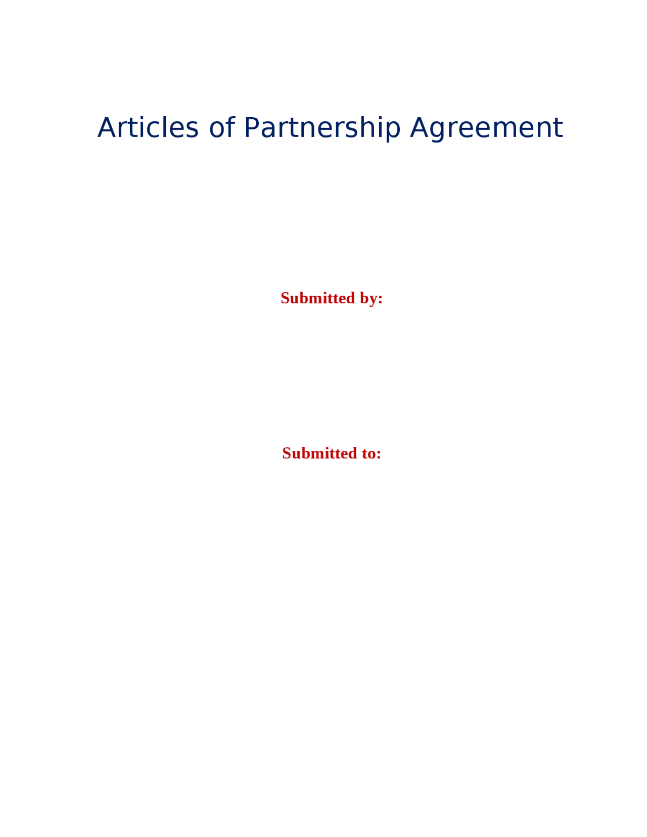 Articles of Partnership Agreement - Docsity