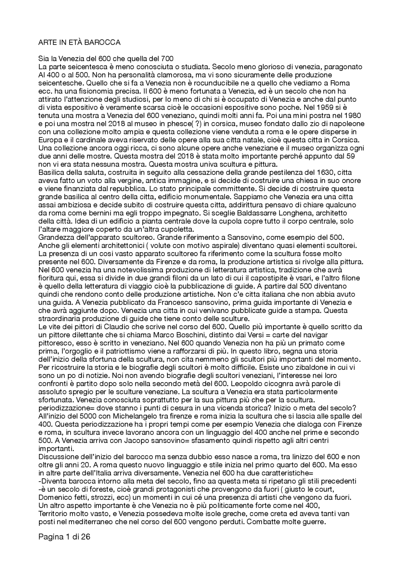 ARTE BAROCCA ANDREA BACCHI - Docsity