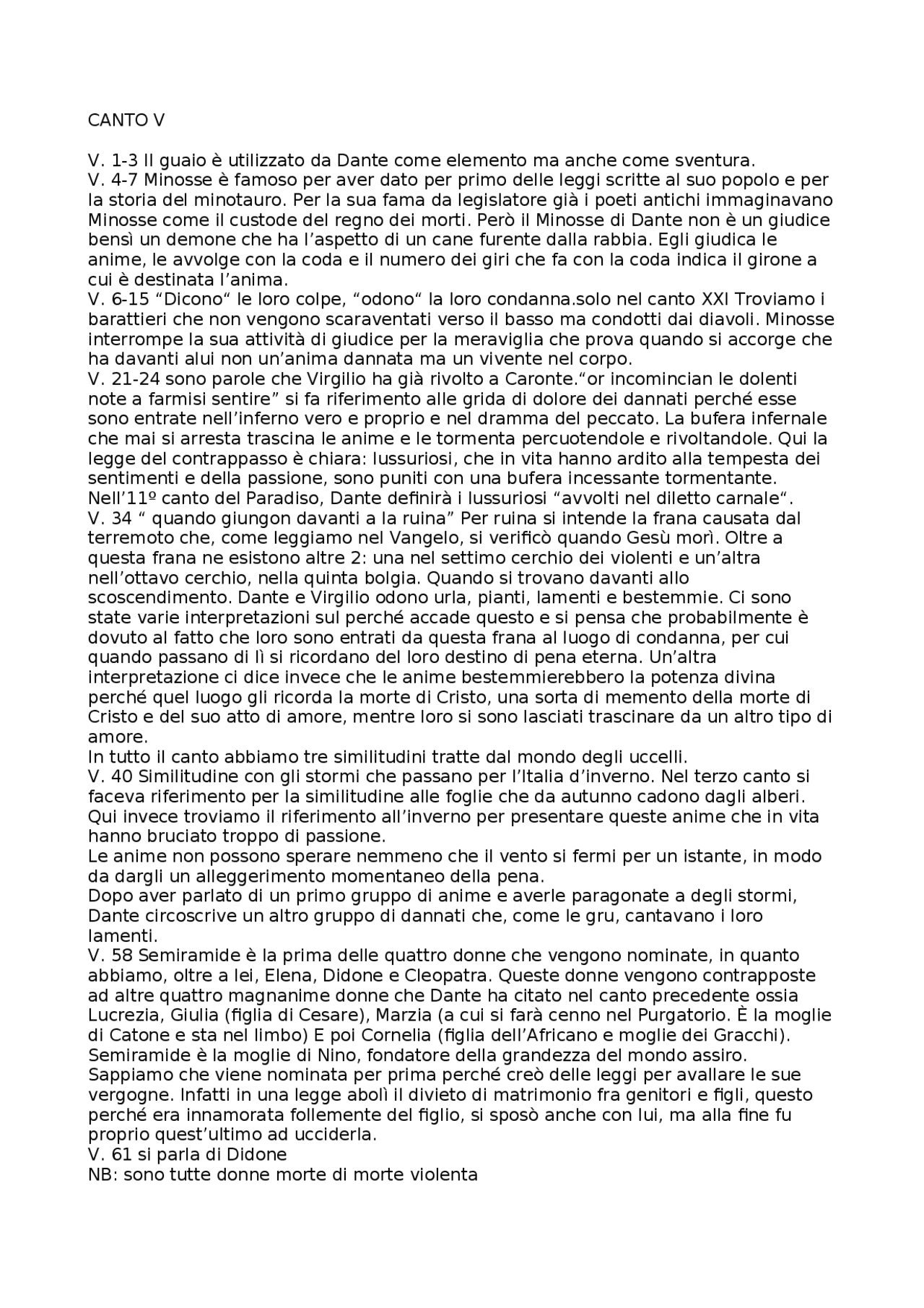 CANTO V INFERNO DIVINA COMMEDIA - Docsity