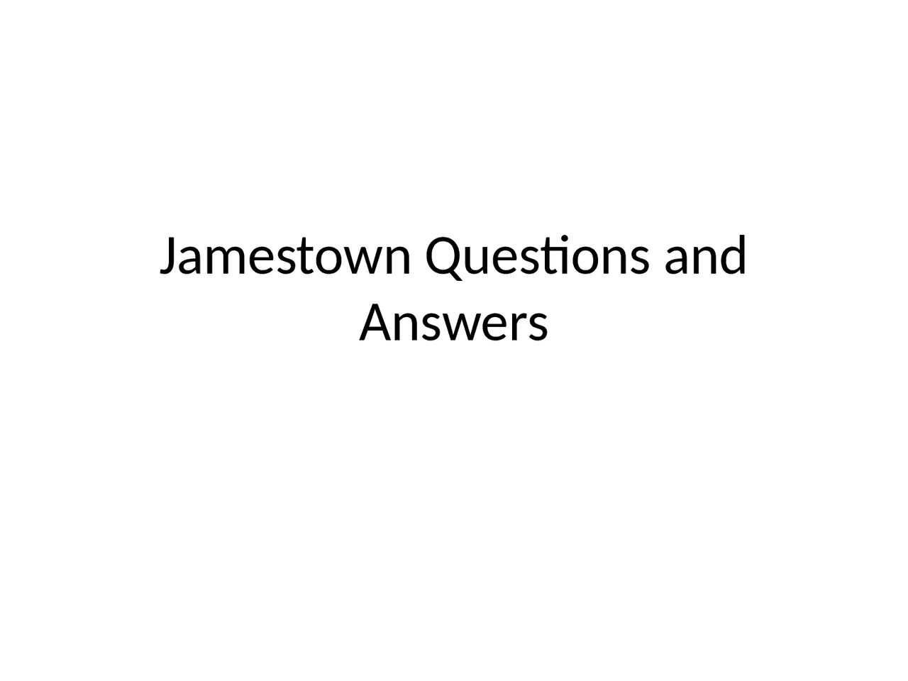 Jamestown Questions and Answers | Cheat Sheet Sociology - Docsity