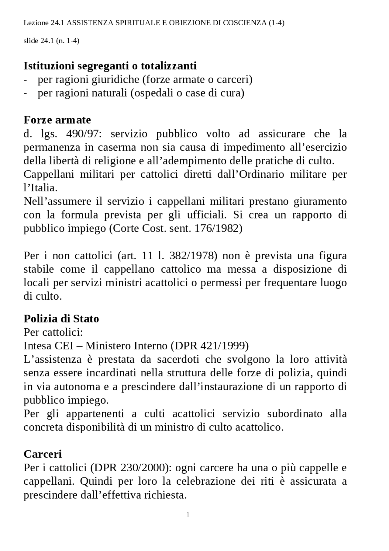 Diritto Ecclesiastico Docsity