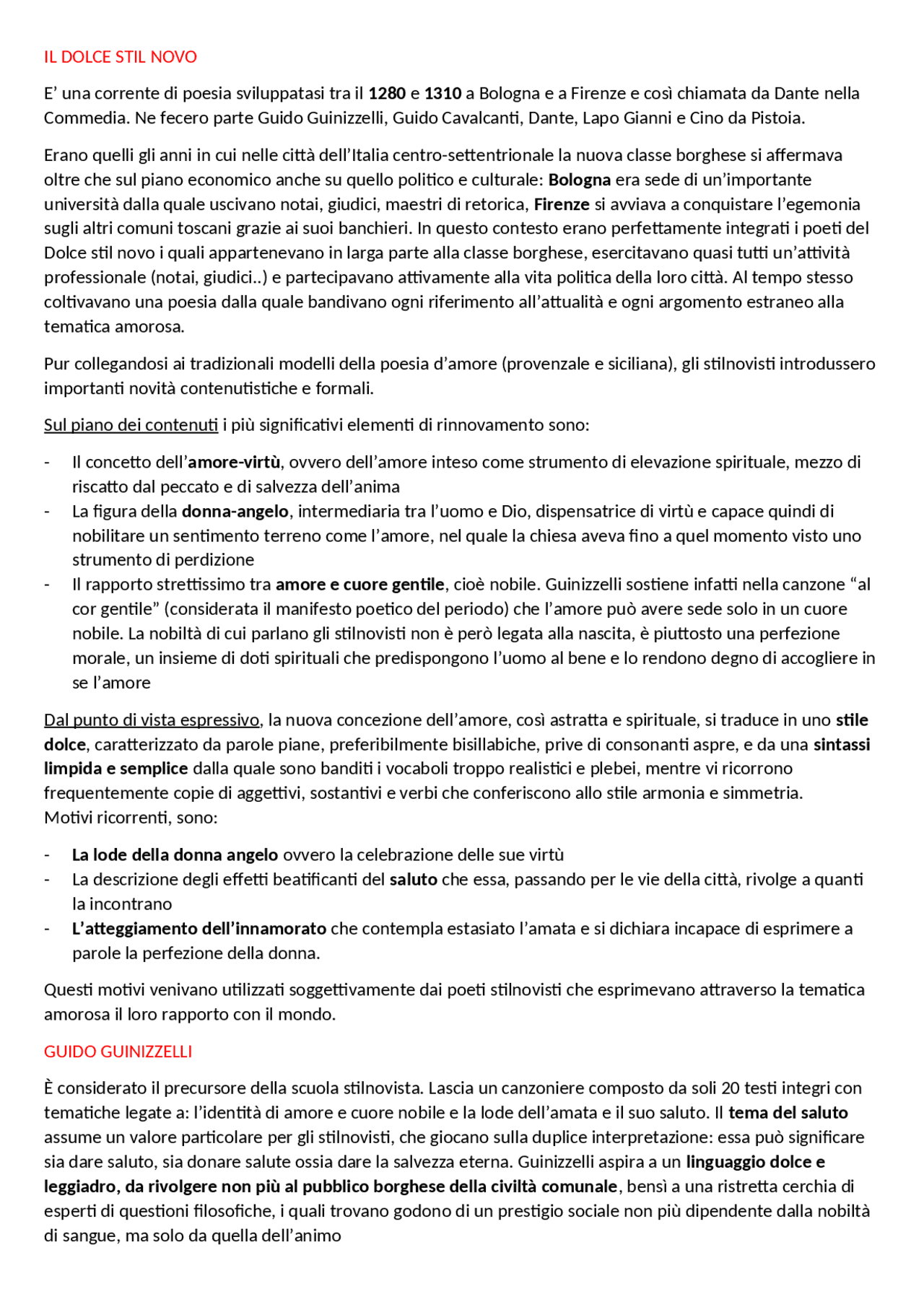 Guinizzelli E Cavalcanti Docsity