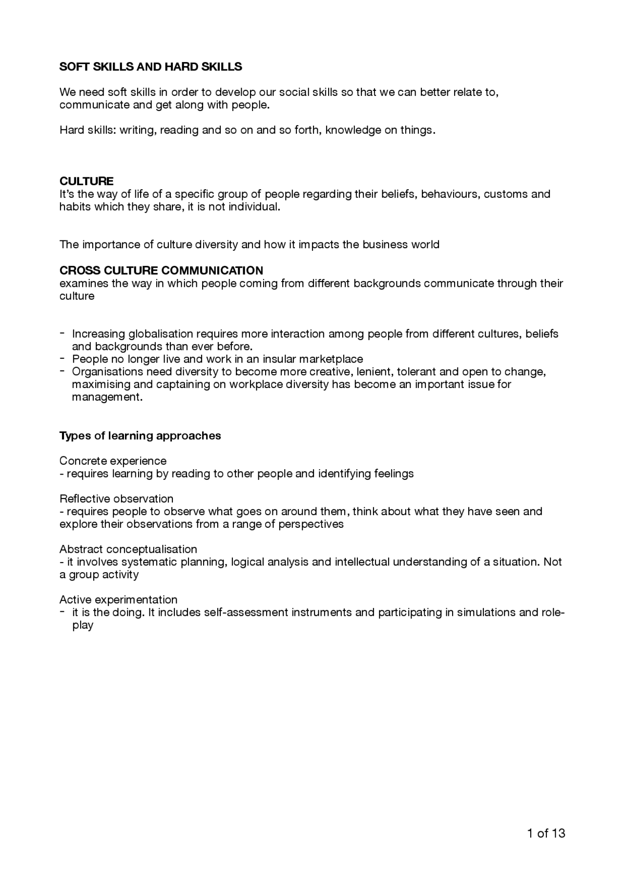 Soft skills - Cross Cultural Communication - Docsity