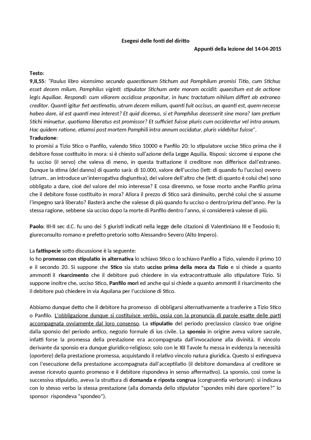 Esegesi Delle Fonti Di Diritto Romano Docsity
