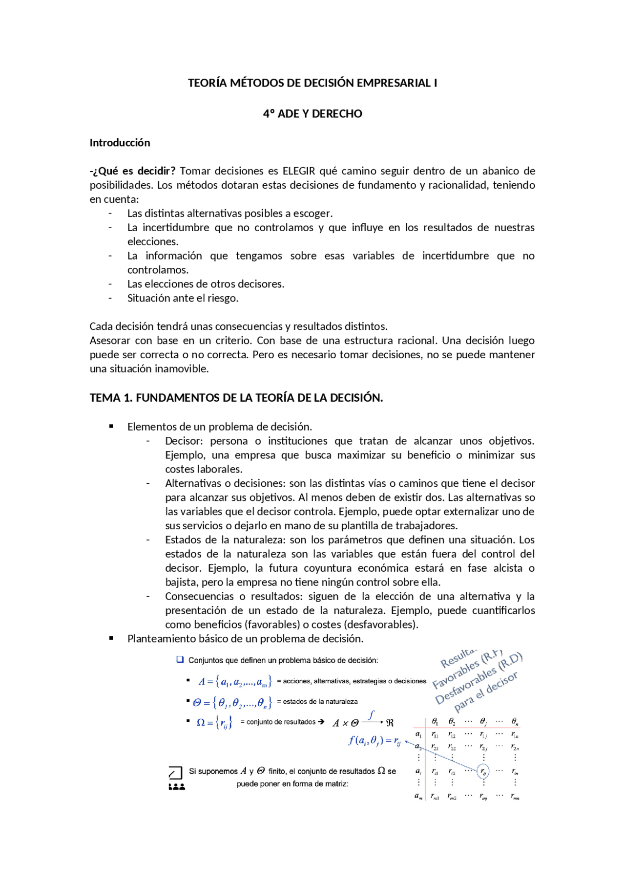 Apuntes Métodos De Decisión Empresarial Docsity