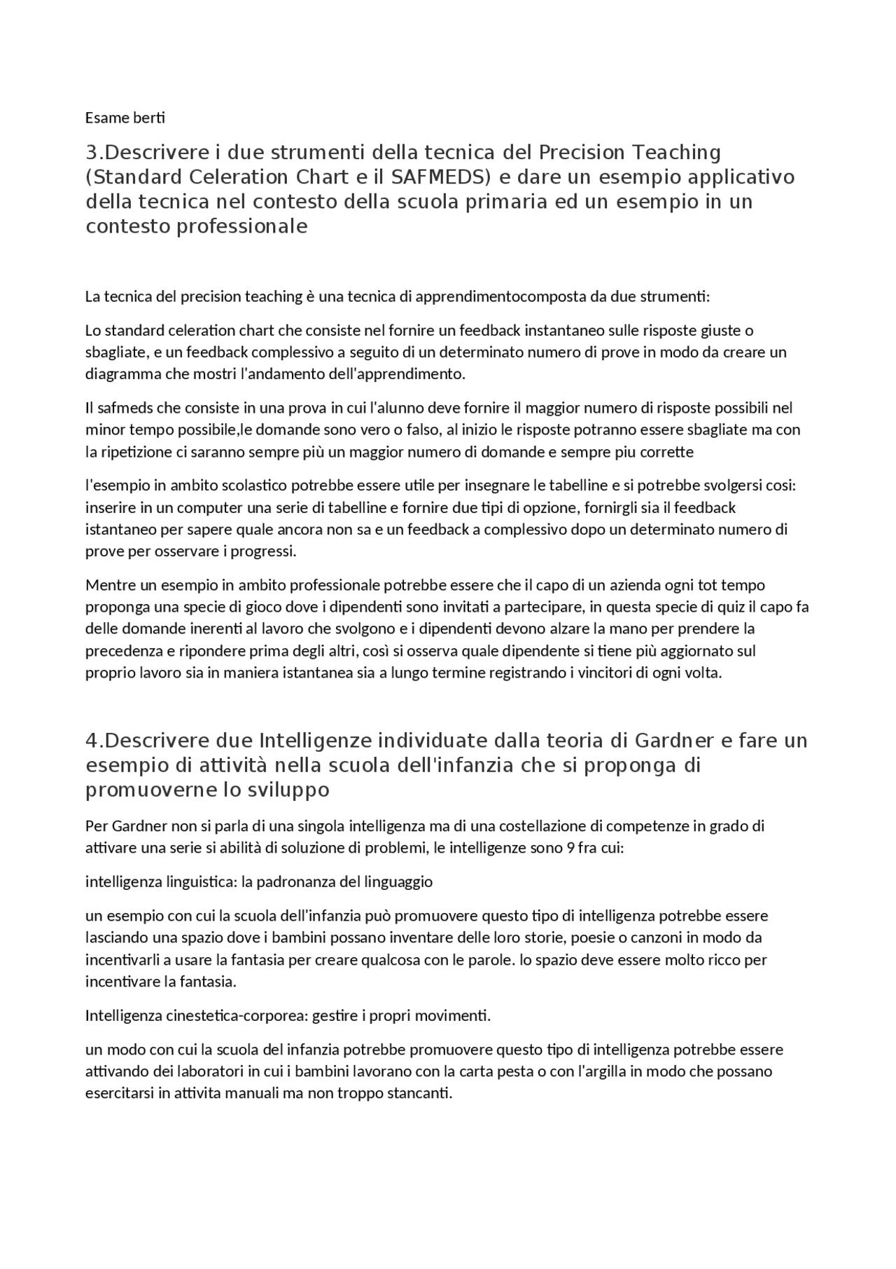 Domande Esame Di Psicologia Del Educazione Docsity