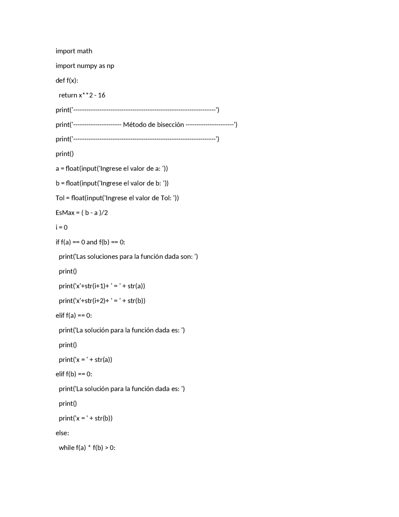 Método de Bisección Python - Docsity