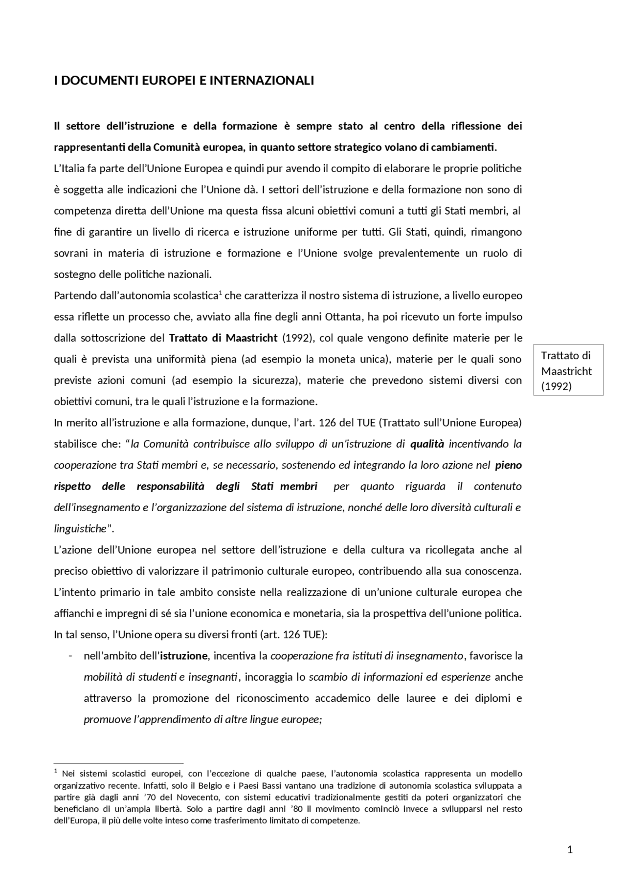 Riassunto Documenti Internazionali Docsity