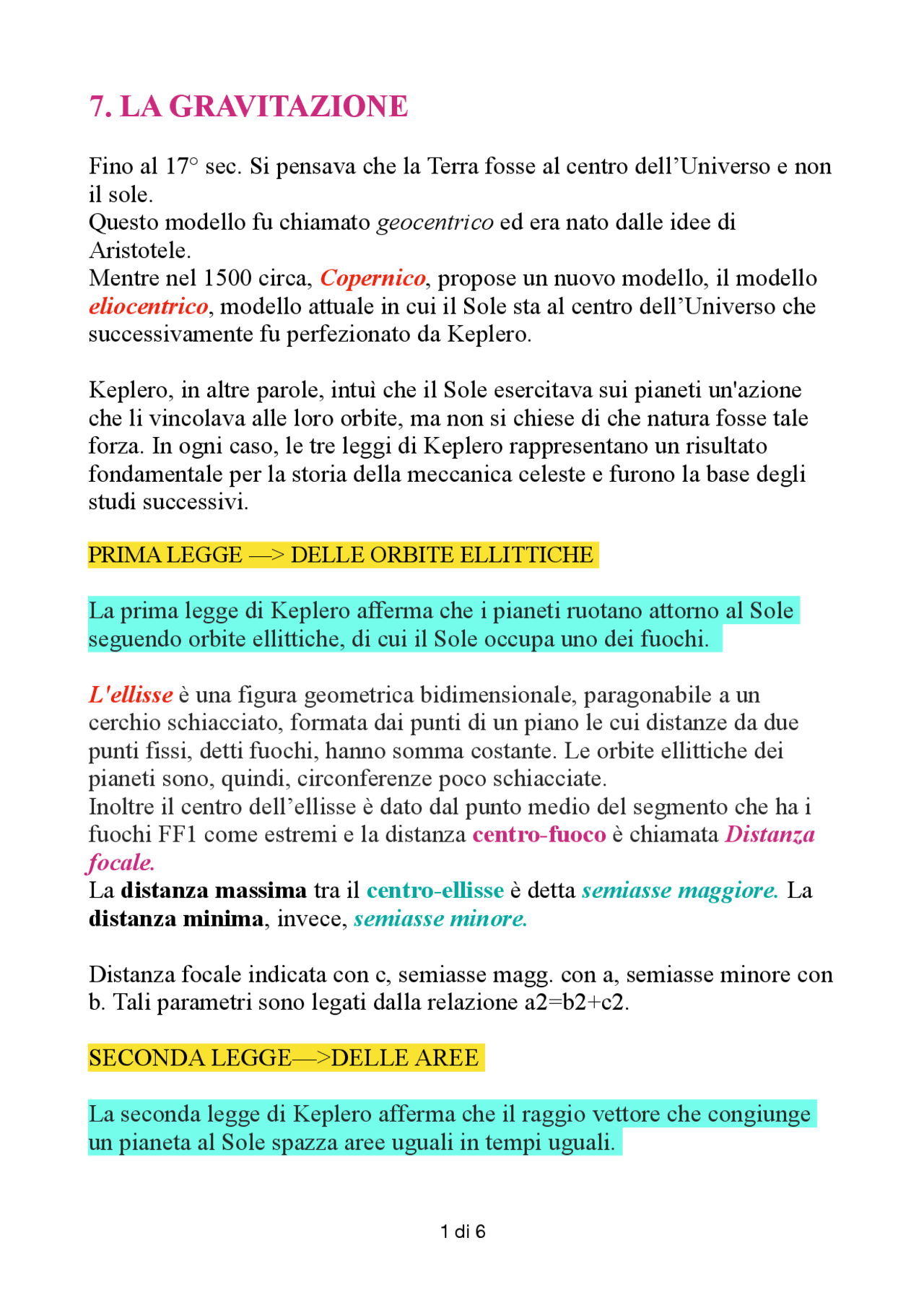 la gravitazione e il momento angolare | Appunti di Fisica | Docsity