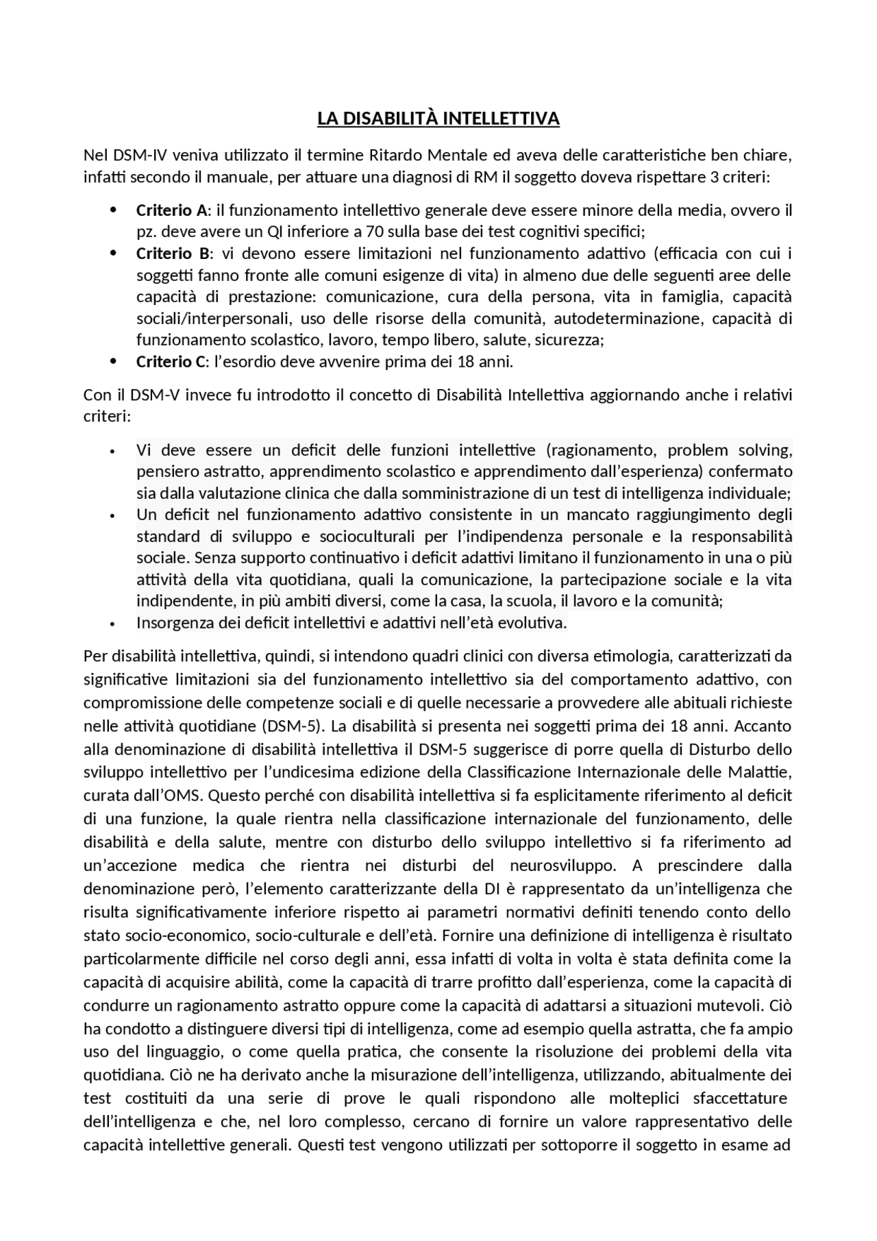 Disabilità Intellettiva Docsity