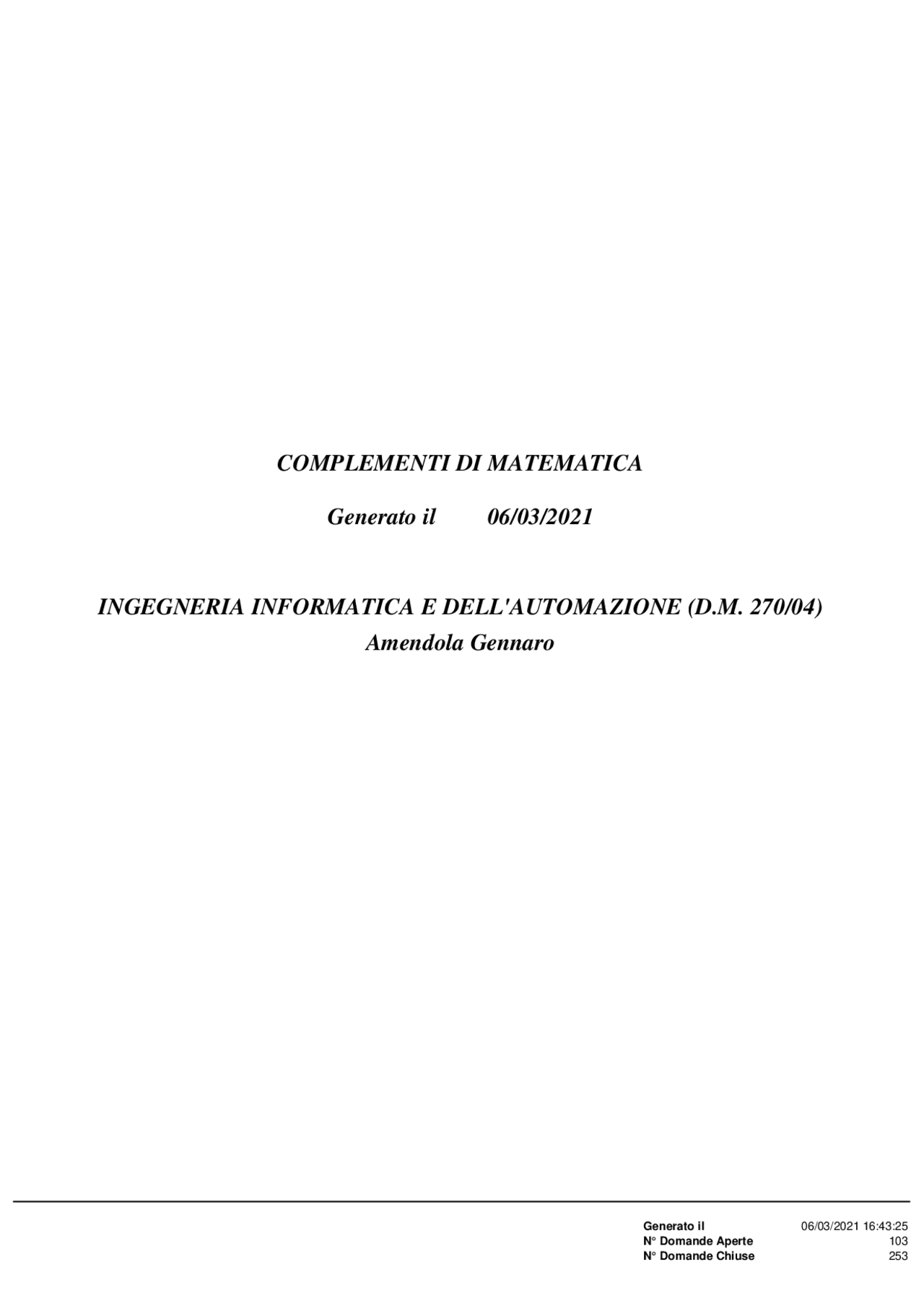 Paniere 2021 Complementi Di Matematica Prof Amendola Gennaro Panieri