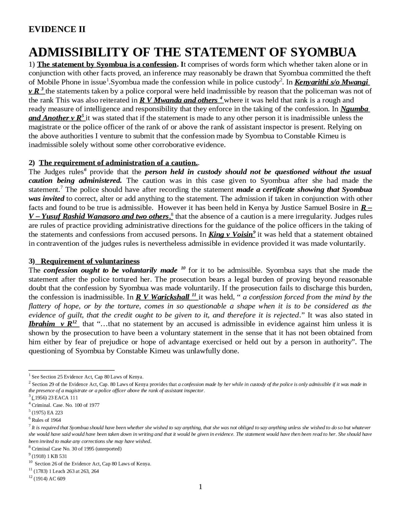 The Law Of Evidence Practice And Procedure Docsity