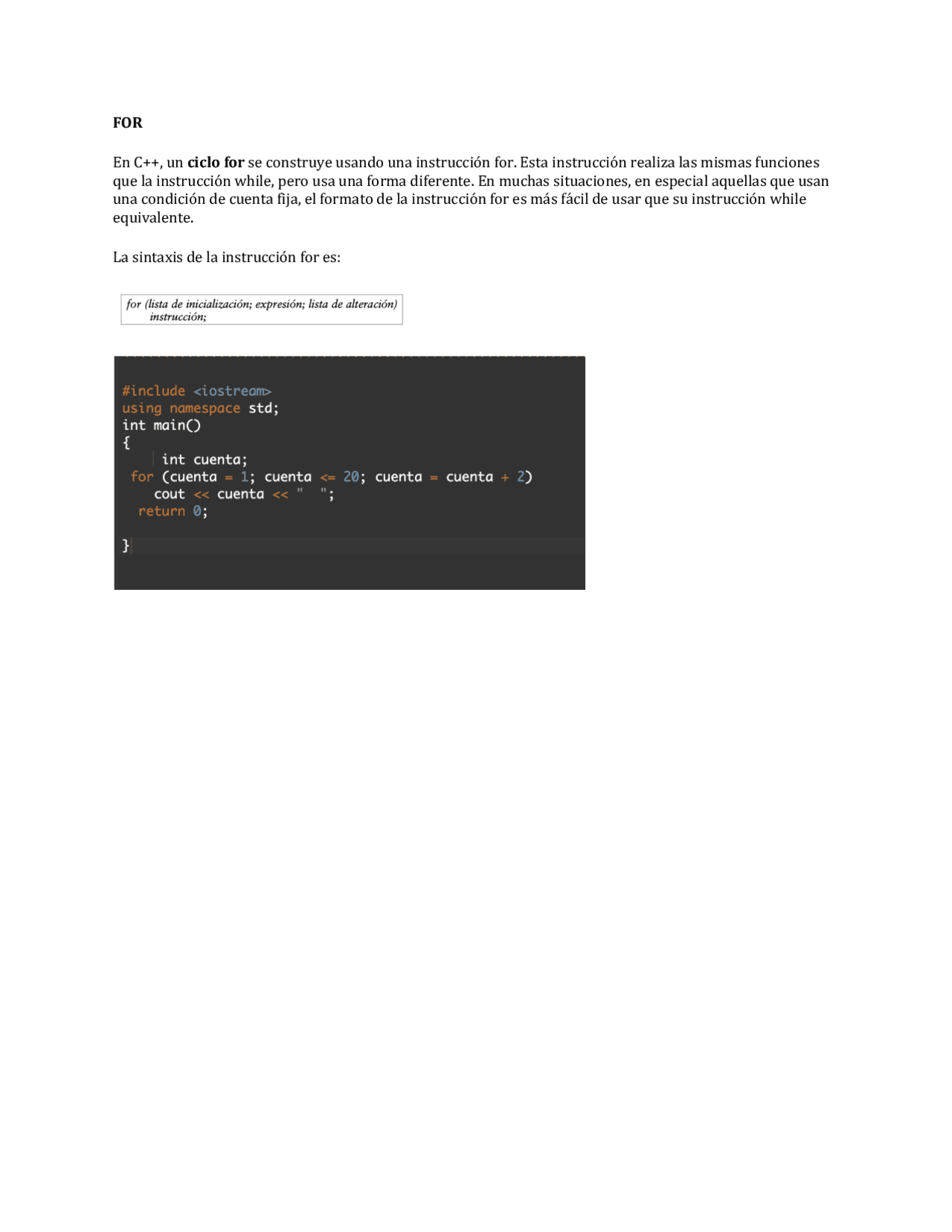 For Para Un Programa Docsity