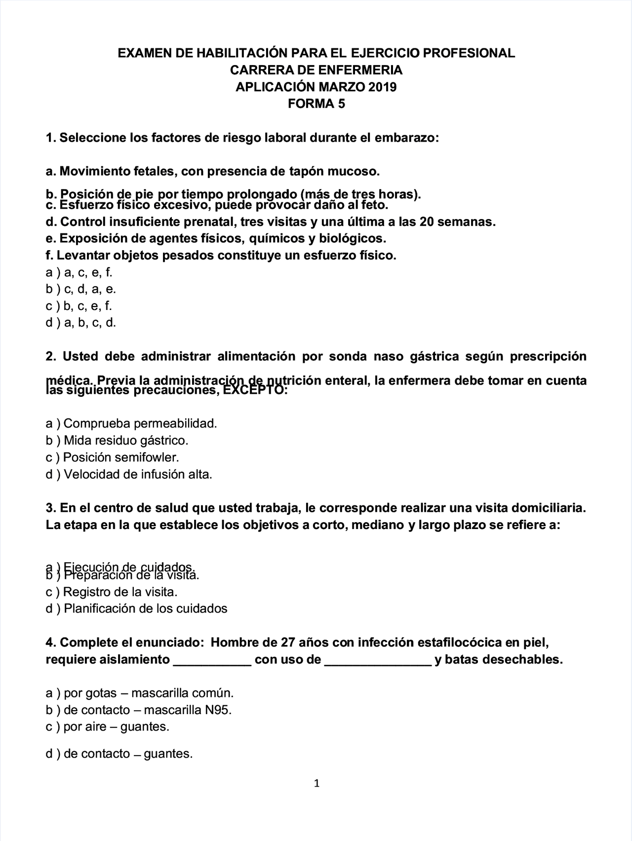 Cuadernillo preguntas CACES | Exámenes de Enfermería | Docsity