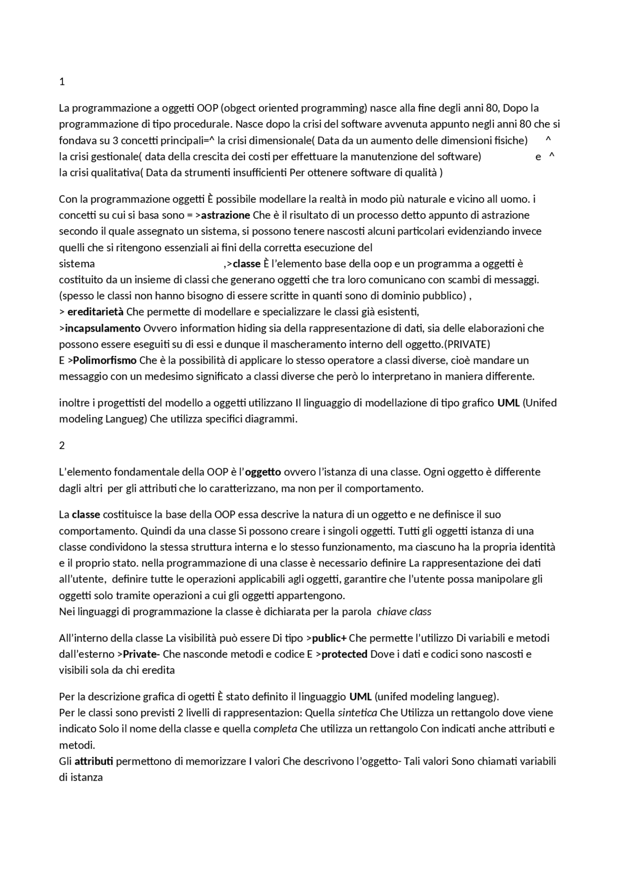 Programmazione a oggetti OOP e le RETI. Informatica. - Docsity