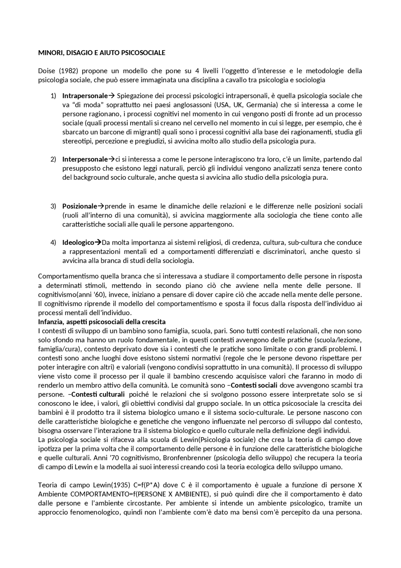 Riassunto Di Minori Disagio E Aiuto Psicosociale Docsity