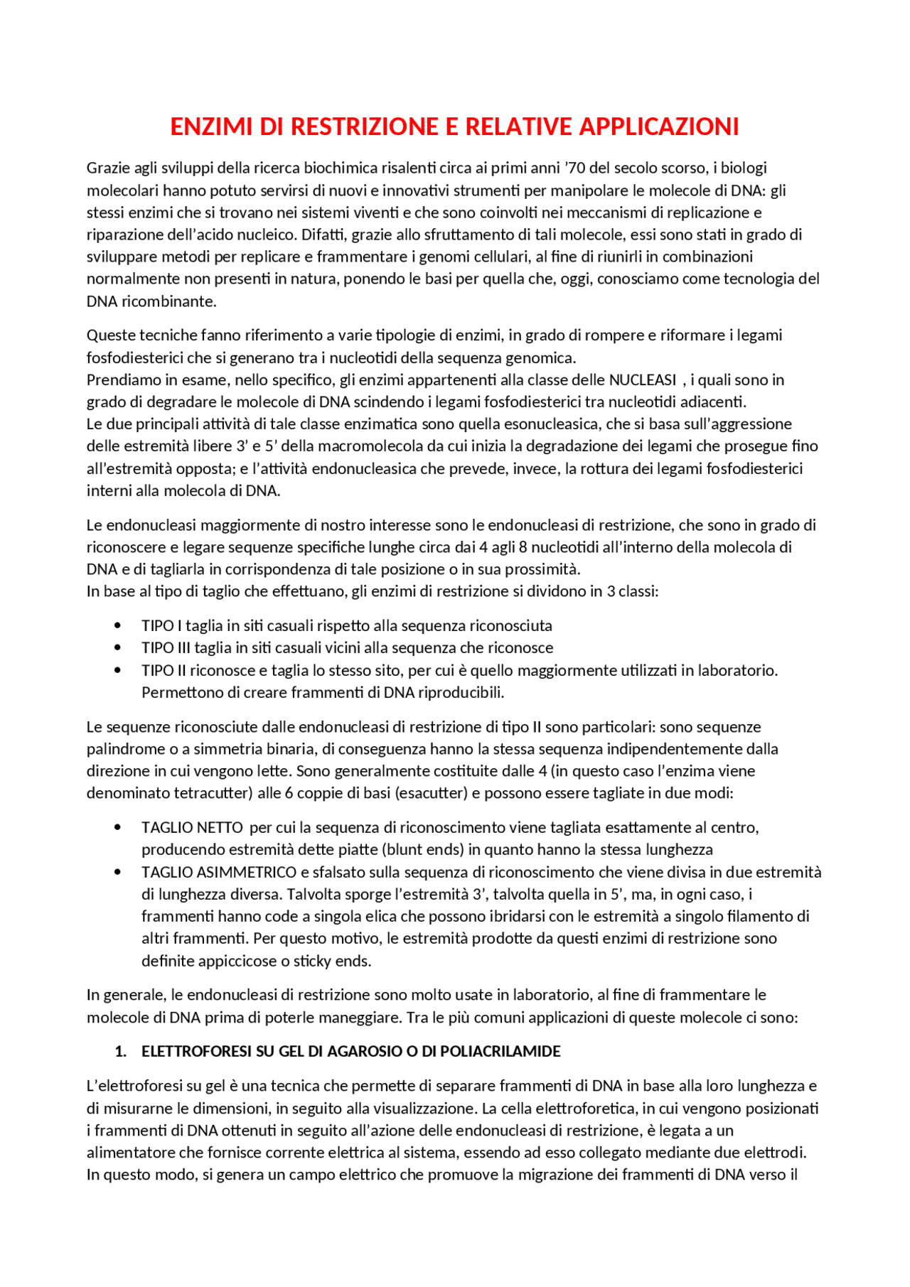 Enzimi Di Restrizione E Applicazioni Guide Progetti E Ricerche Di