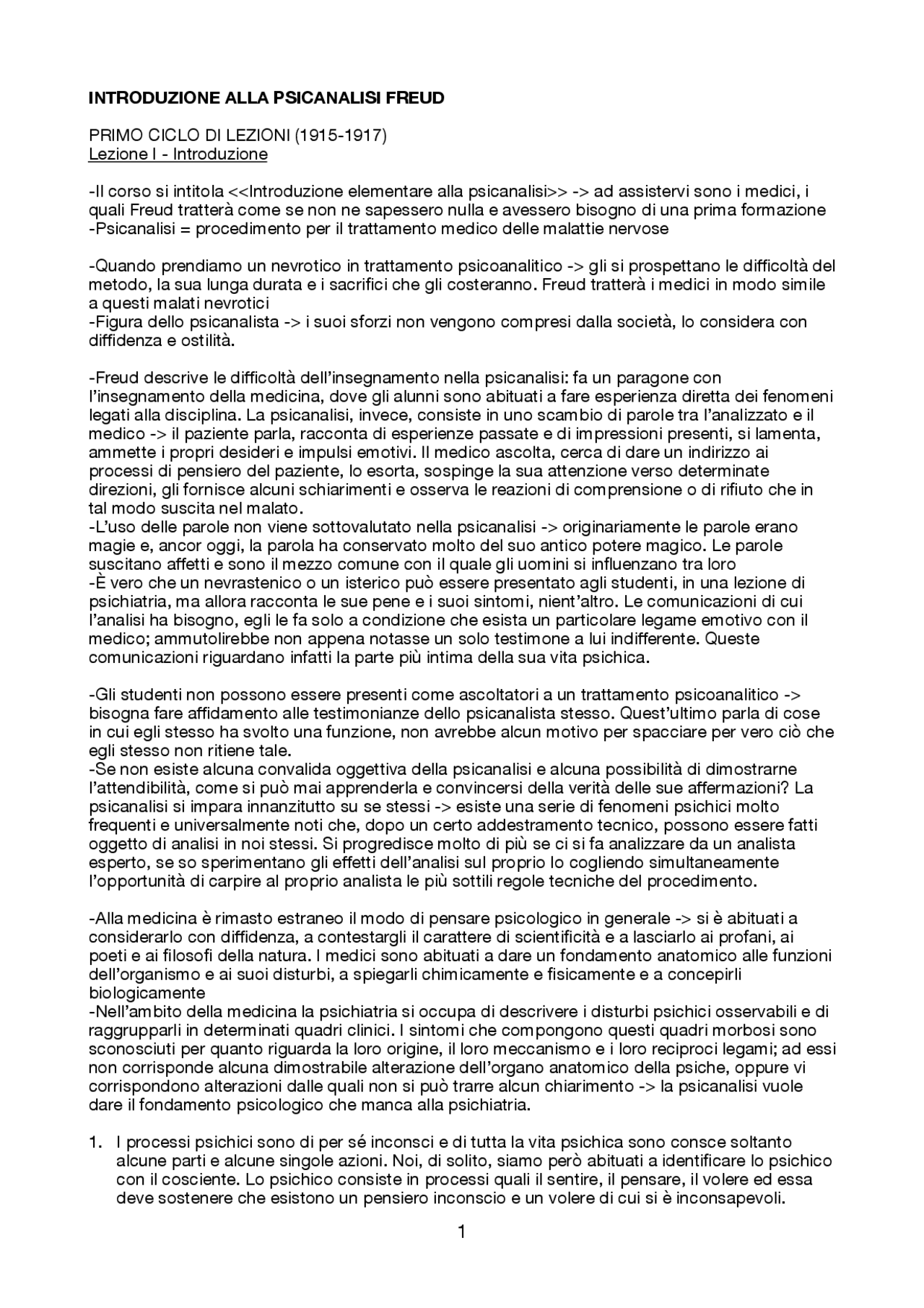 Introduzione Alla Psicanalisi Freud Docsity