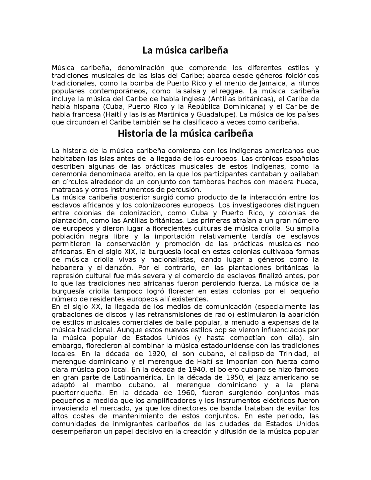 La Musica Caribeña en general | Apuntes de Artes Escénicas y Danza ...