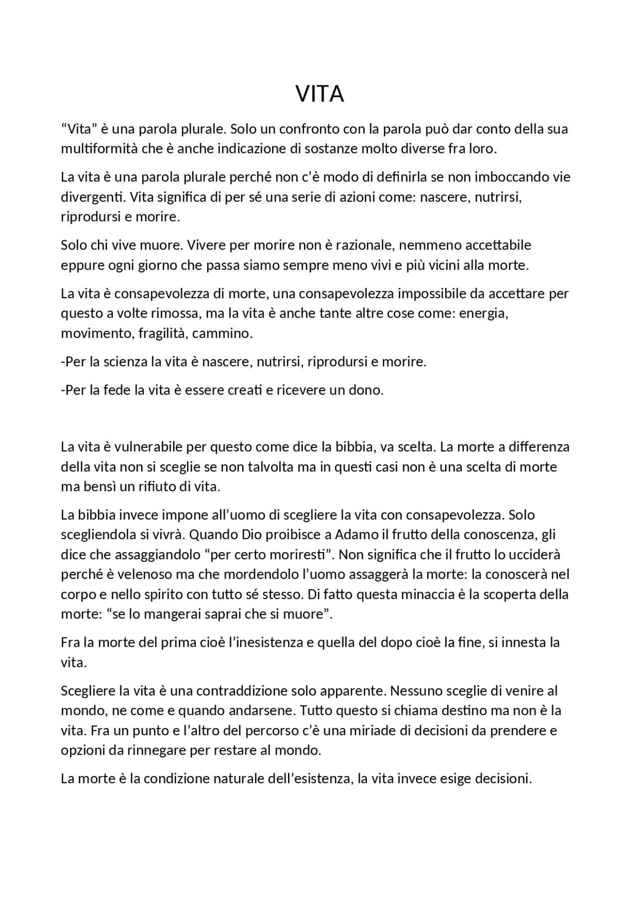 Riassunto Libro Vita Appunti Di Filosofia Docsity