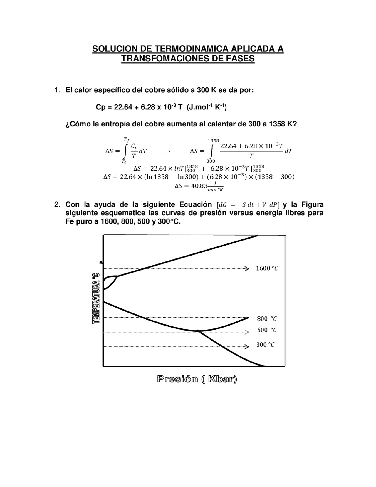 Resolución De Ejercicios De Termodinámica Docsity
