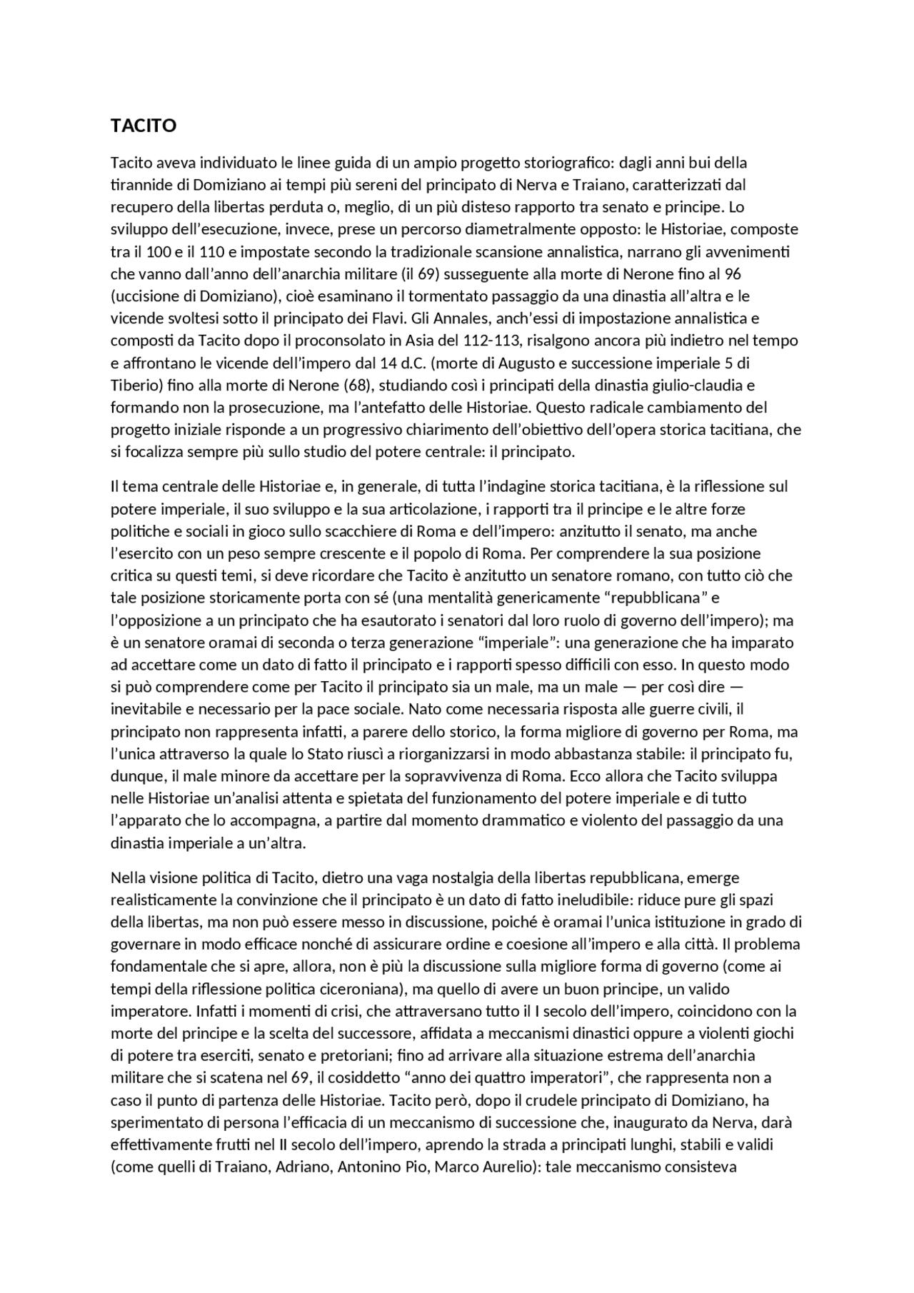 Appunti Vari Su Tacito Docsity