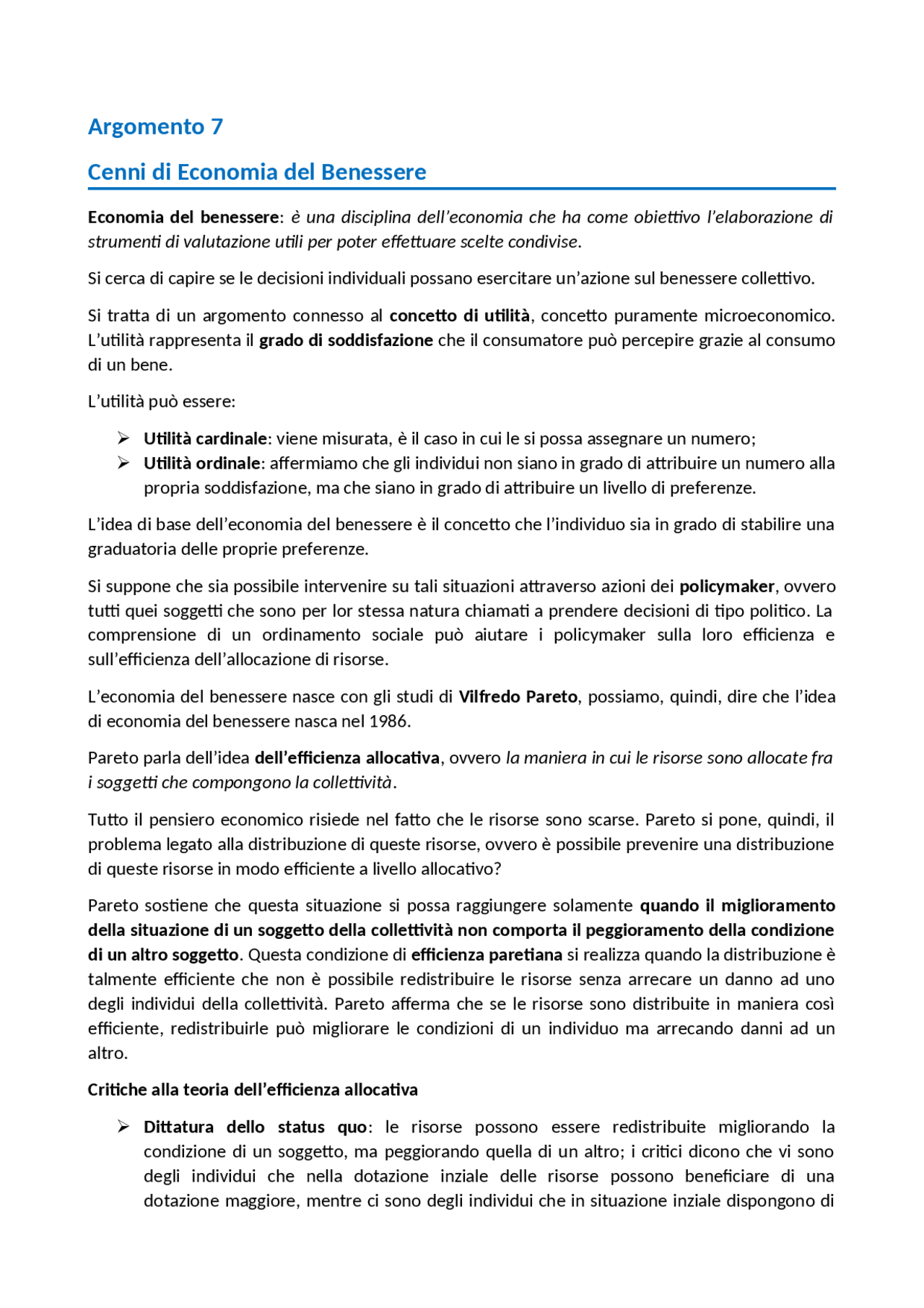 Economia Del Benessere Docsity