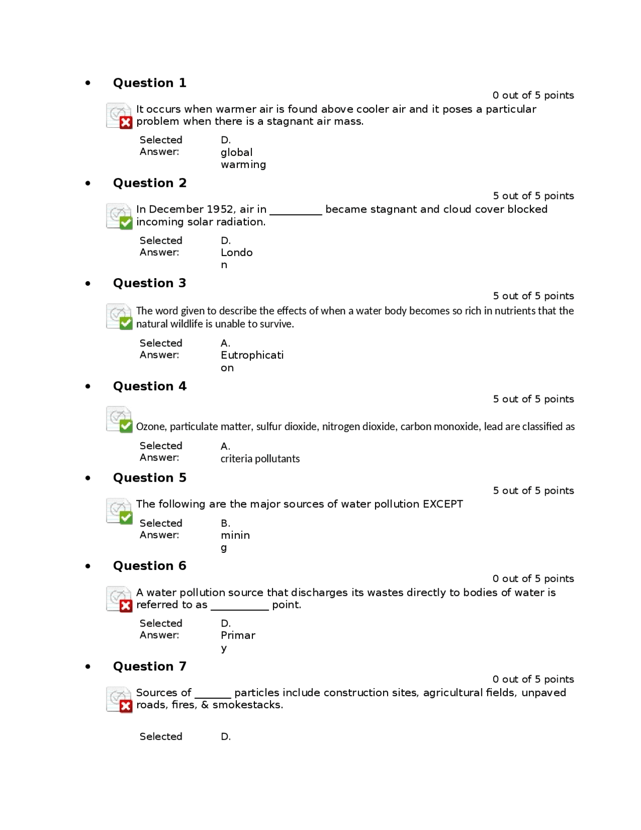 Environmemtal Science Exams Environmental Science Docsity