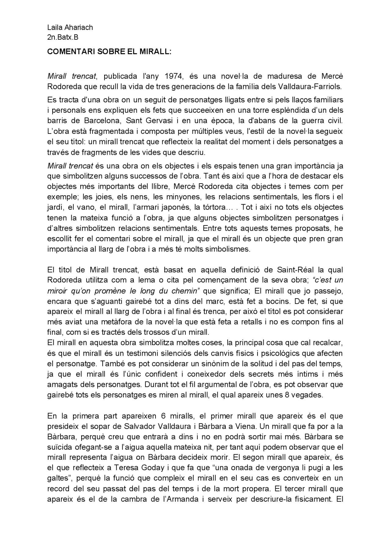 Mirall Trencat Català Docsity