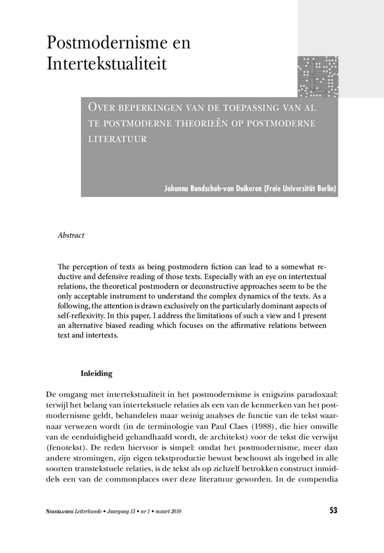 Postmodernisme en Intertekstualiteit | Nederlandse Letterkunde | Essays ...