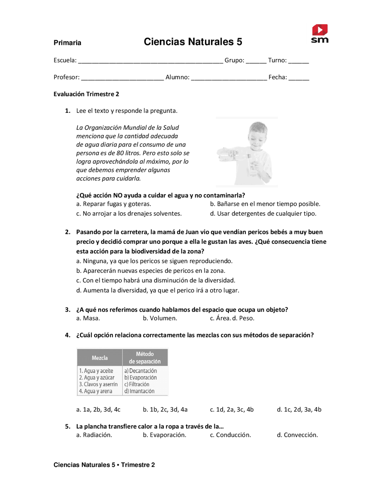 Varios ejercicios 5ep de ciencias - Docsity