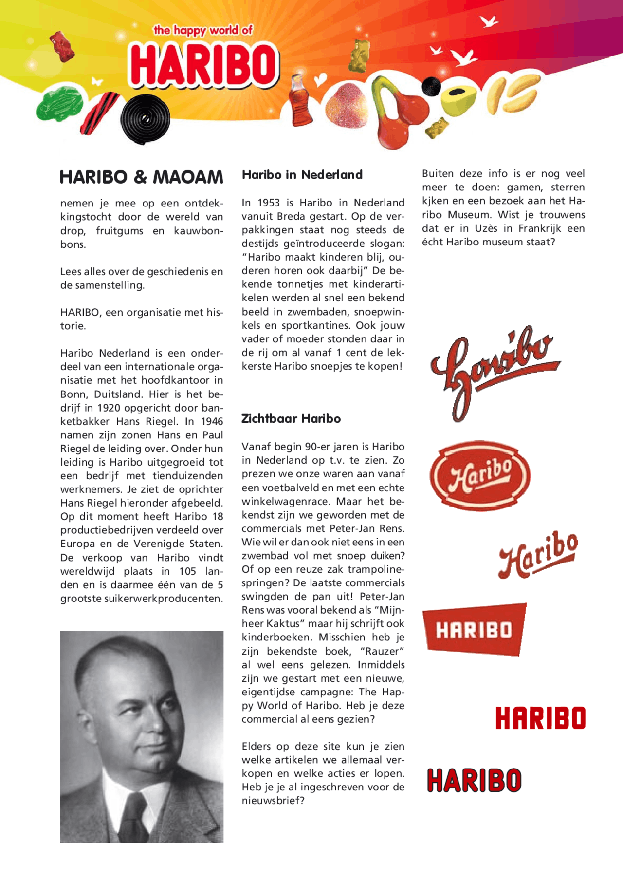 The happy world of Haribo: geschiedenis en productie | Economie - Docsity