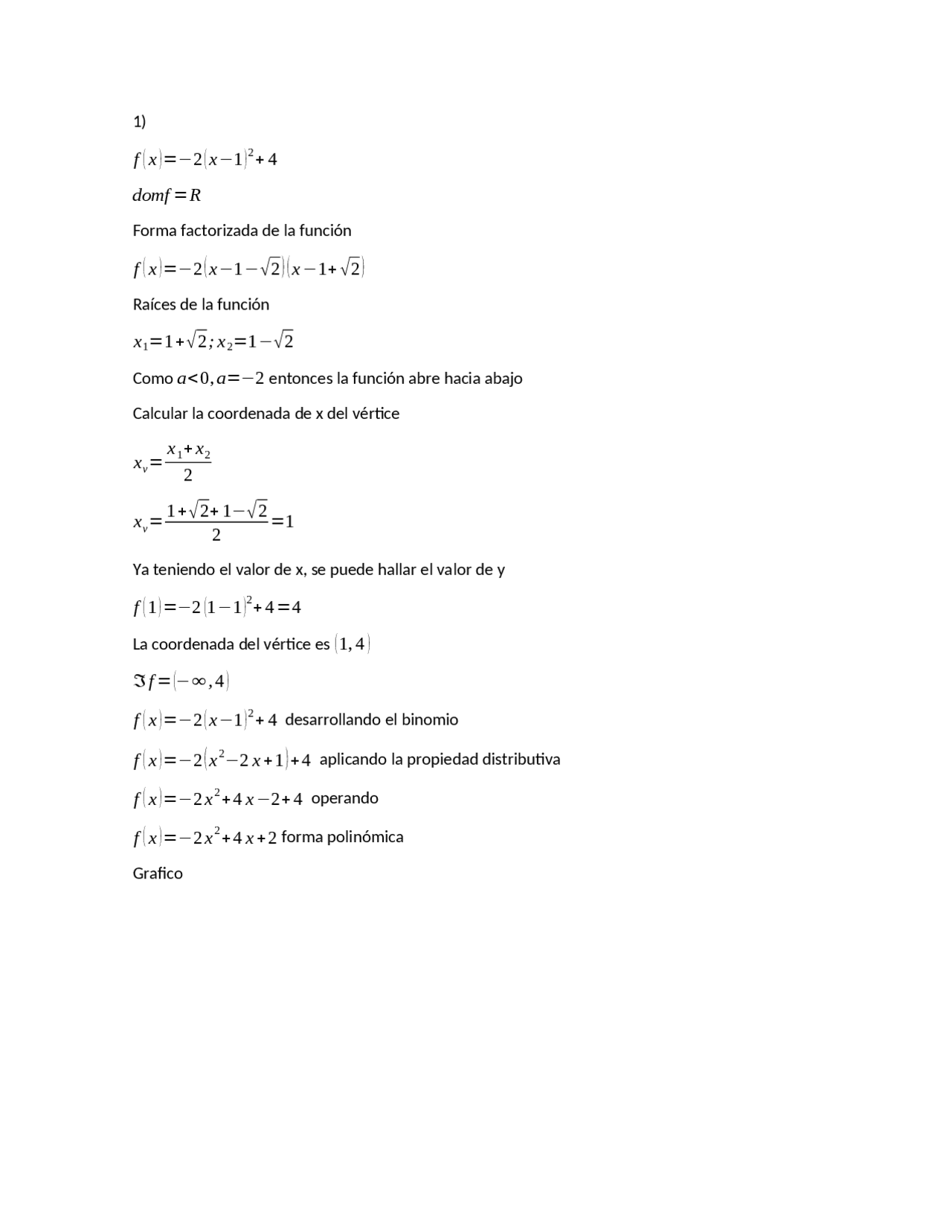 Matematicas básicas de funciones - Docsity