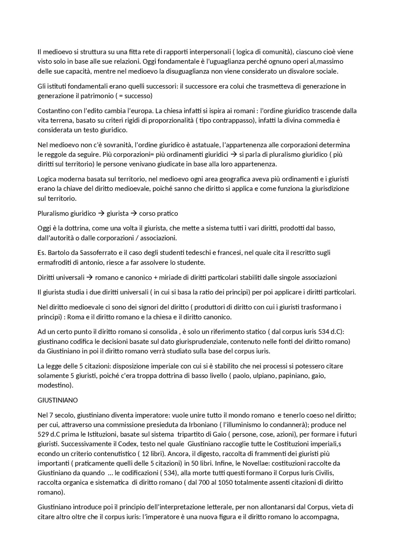 Diritto Medioevale E Moderno Docsity