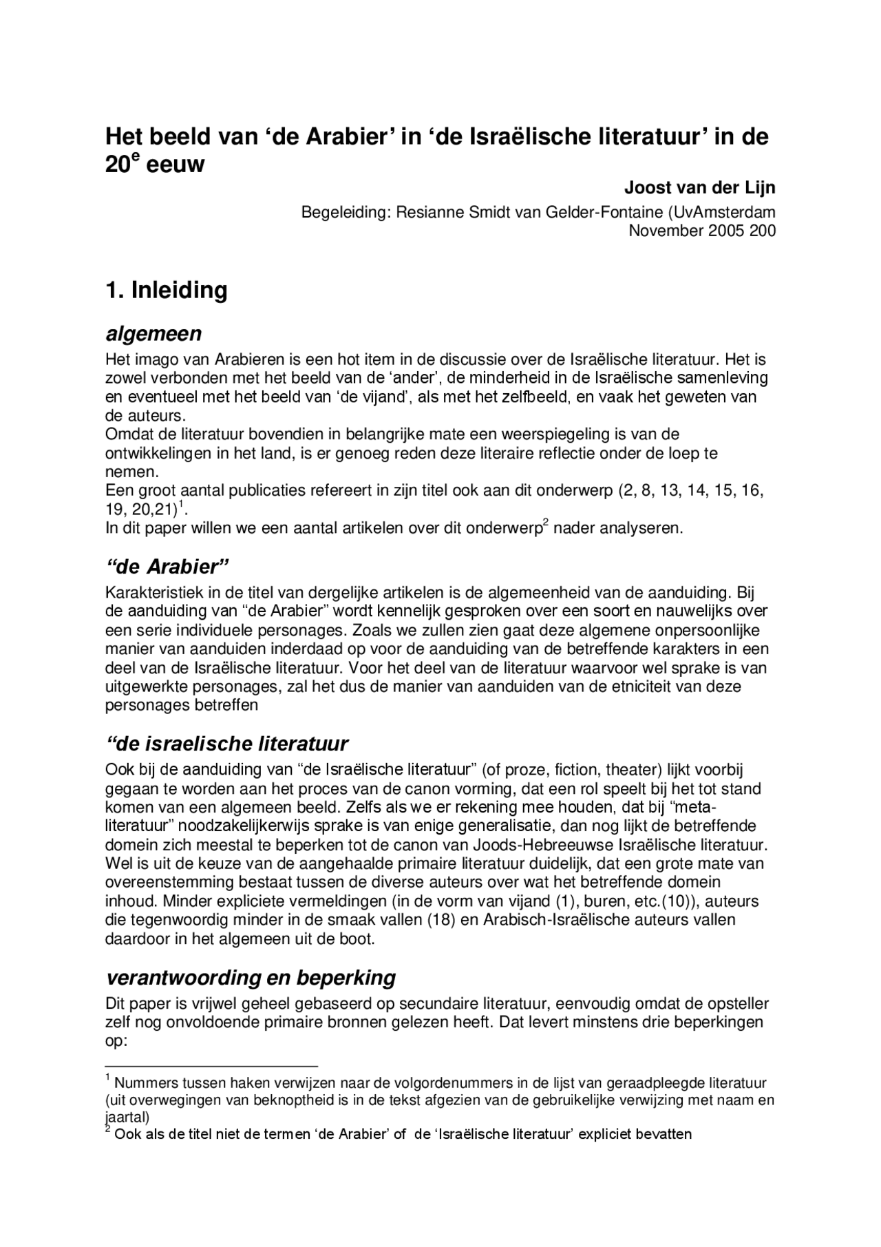 Het beeld van ‘de Arabier’ in ‘de Israëlische literatuur’ in de 20e ...