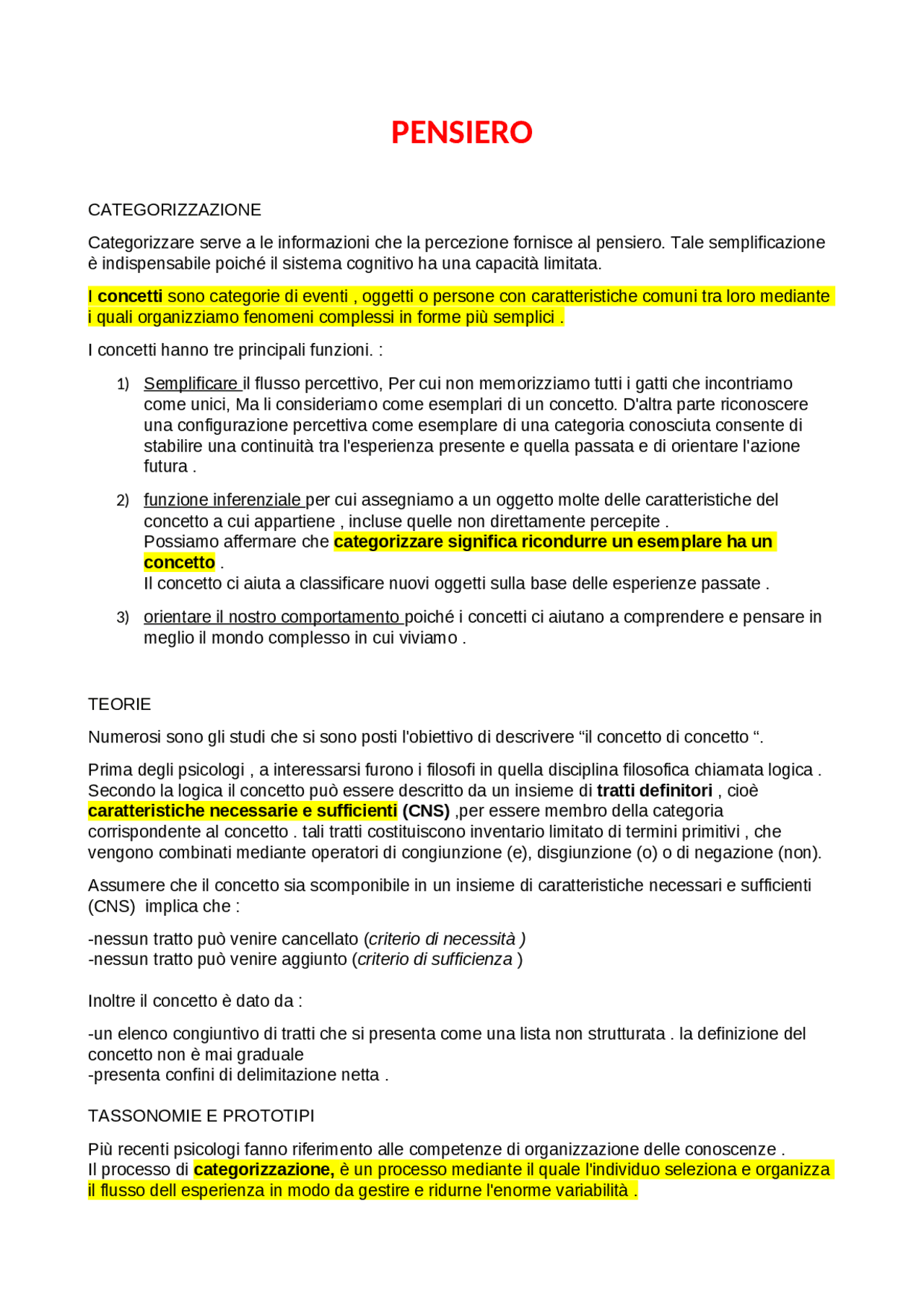 Pensiero Cap 7 Psicologia Generale Docsity