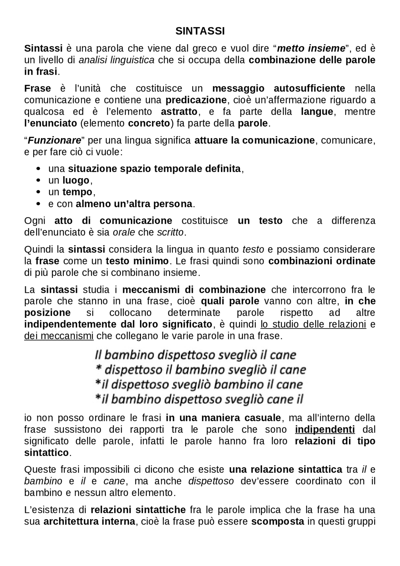 Sintassi Con Immagini E Spiegazioni Docsity