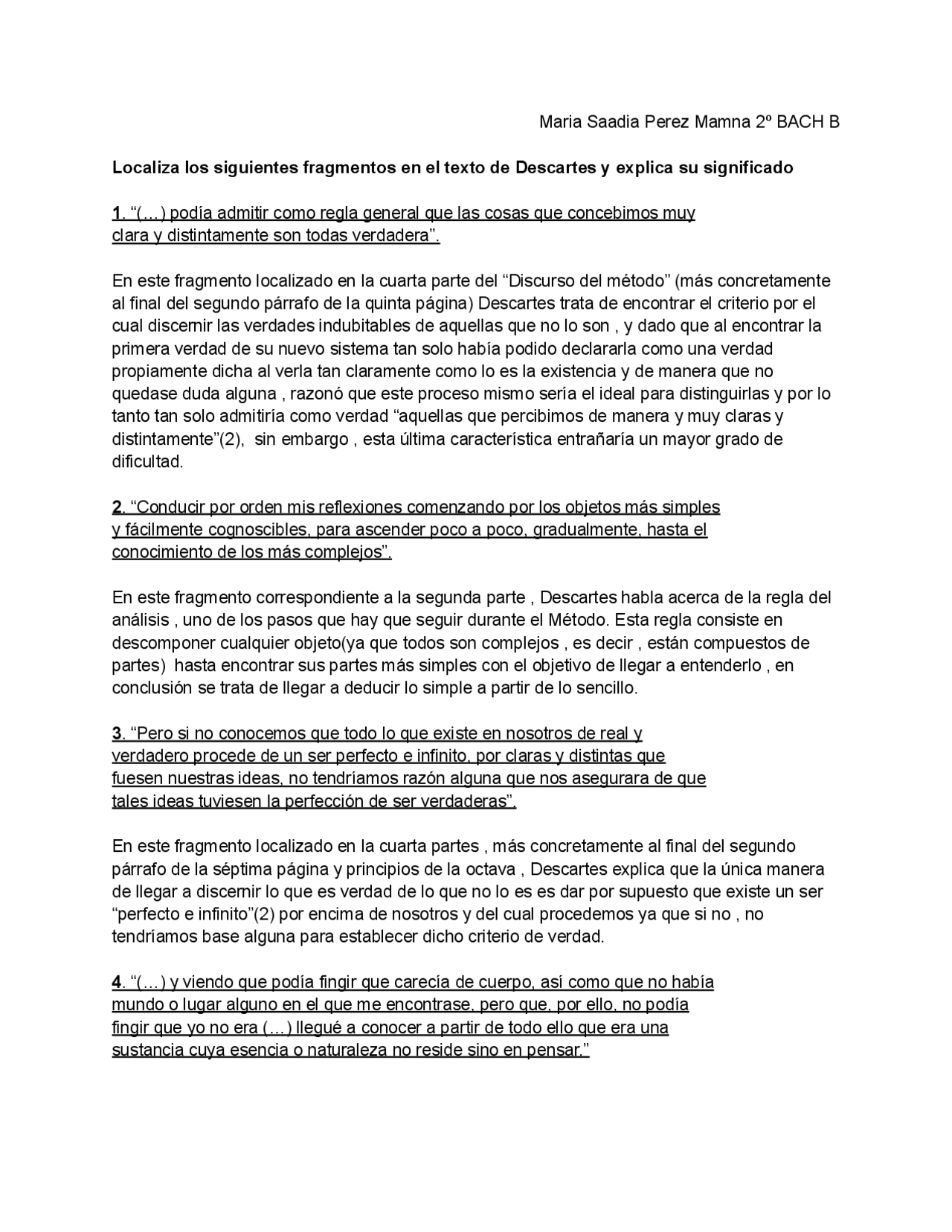 Análisis de fragmentos del "Discurso del método" de Descartes 2º BACH ...