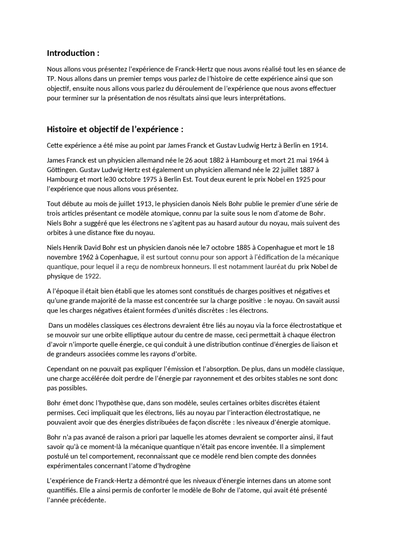 Rapport De Tp De Physique Quantique Notes Chimie Quantique Docsity
