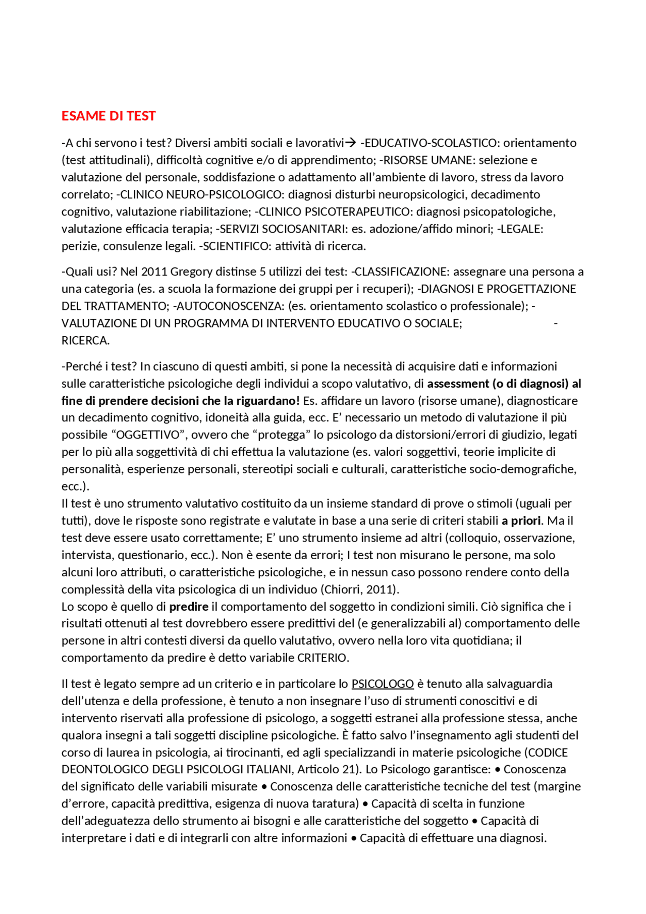Metodi E Tecniche Dei Test Appunti Di Psicometria Docsity