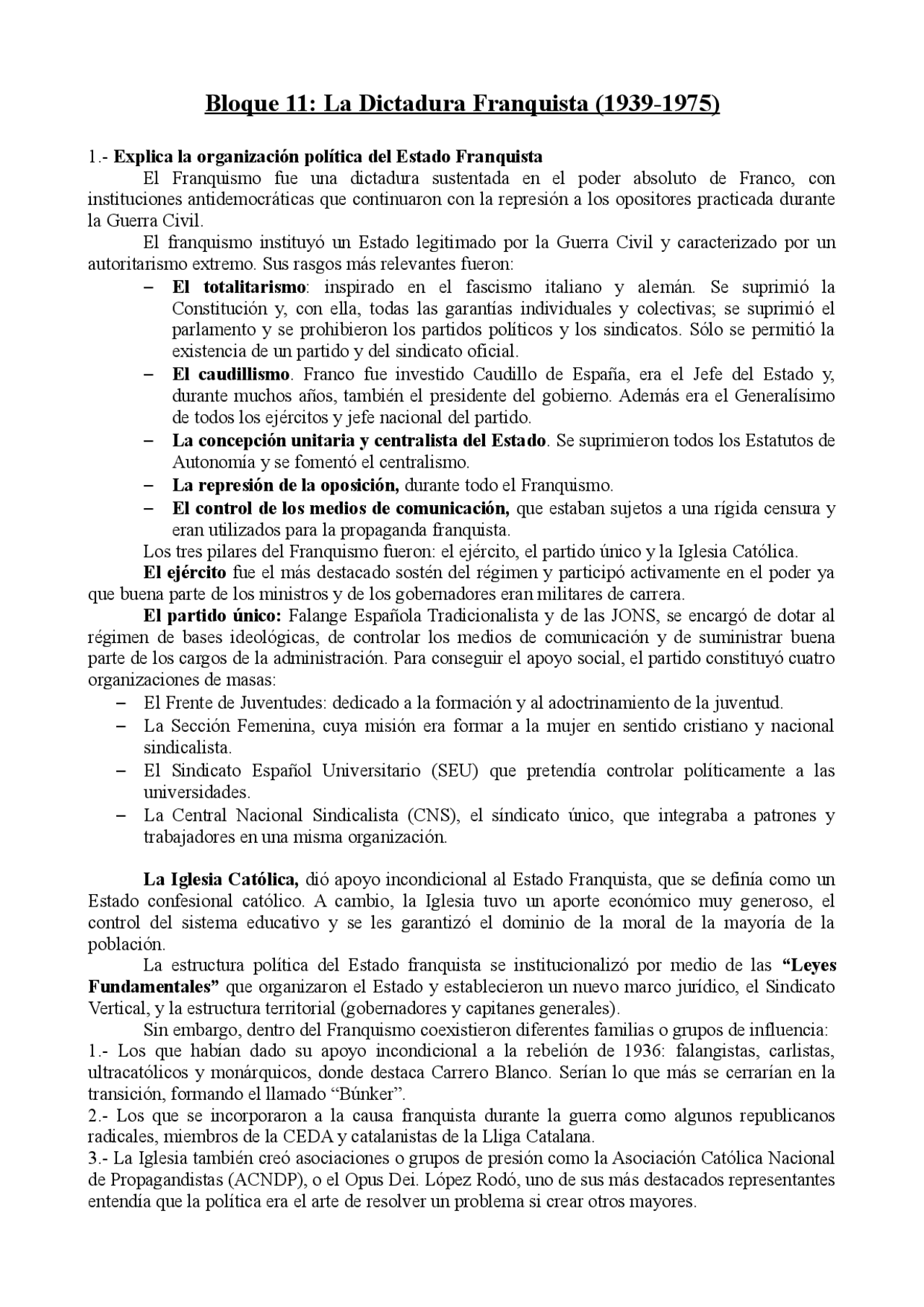 Historia De España Bloque 11 Docsity