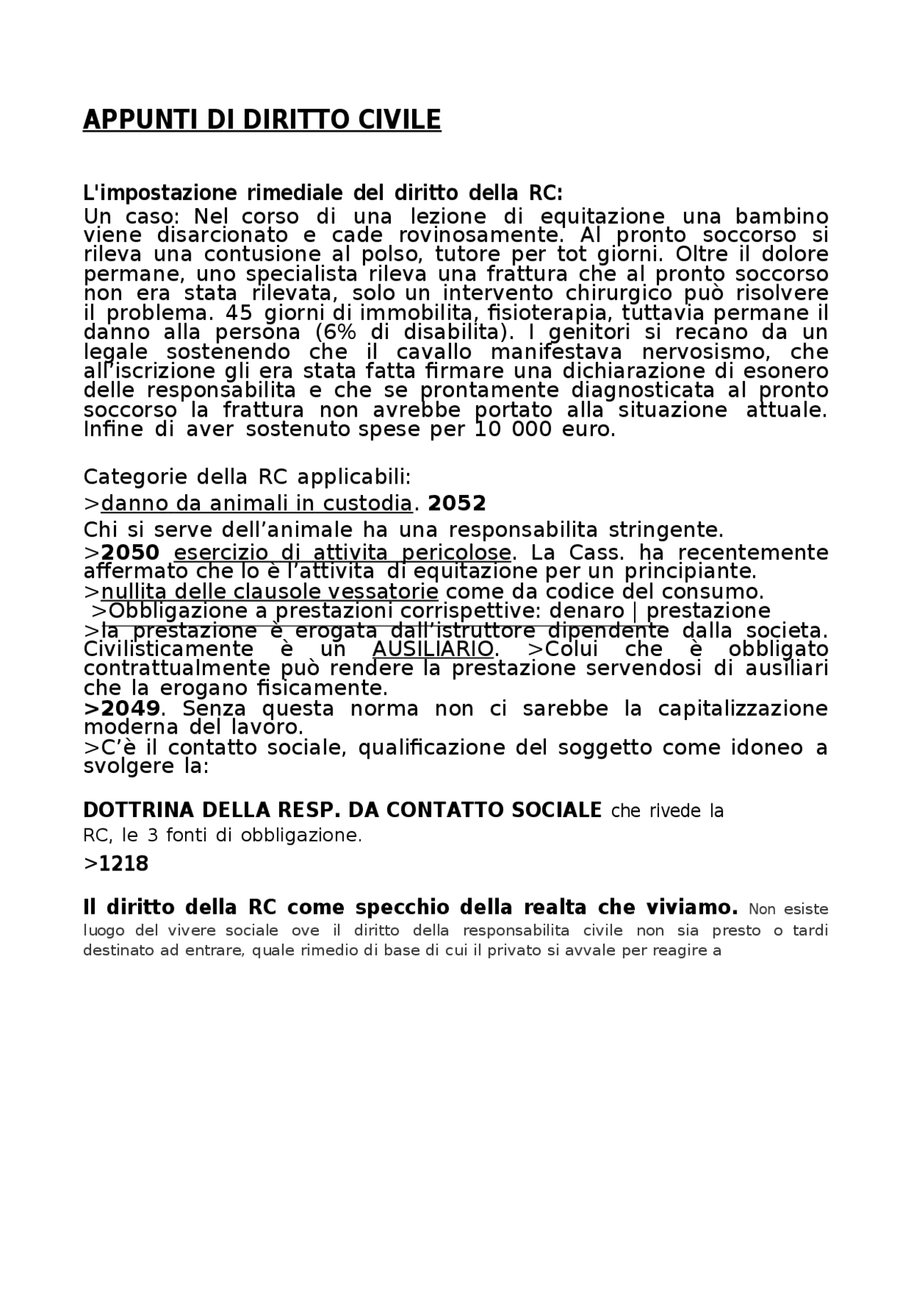 Corso Di Diritto Civile Unitn Docsity