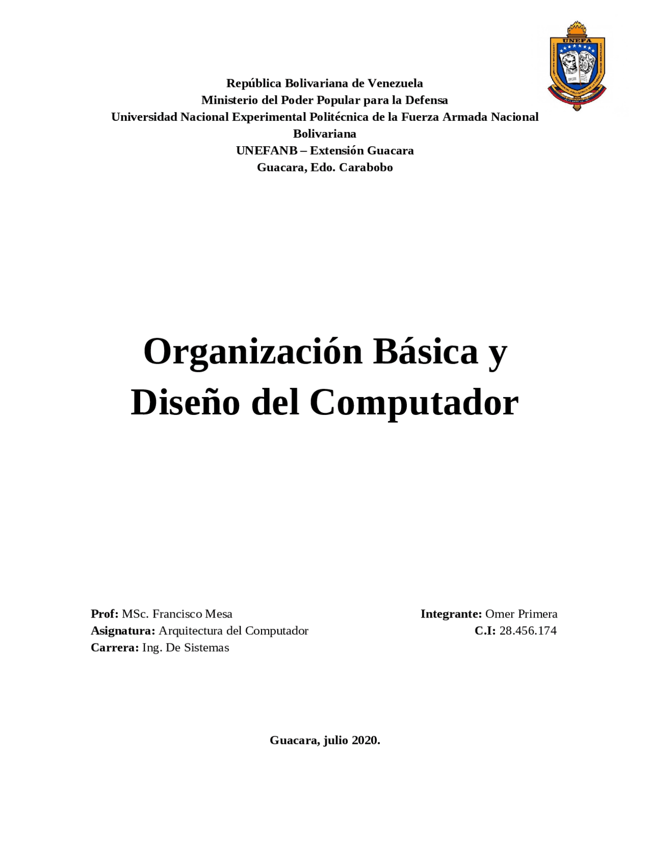 Organización Básica y Diseño del Computador | Guías, Proyectos ...