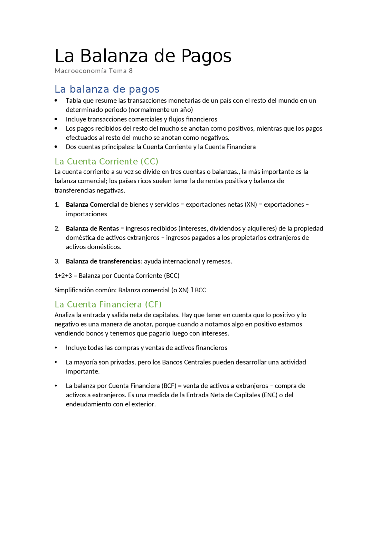 Balanza De Pagos Macroeconomia Apuntes De Macroeconomía Docsity
