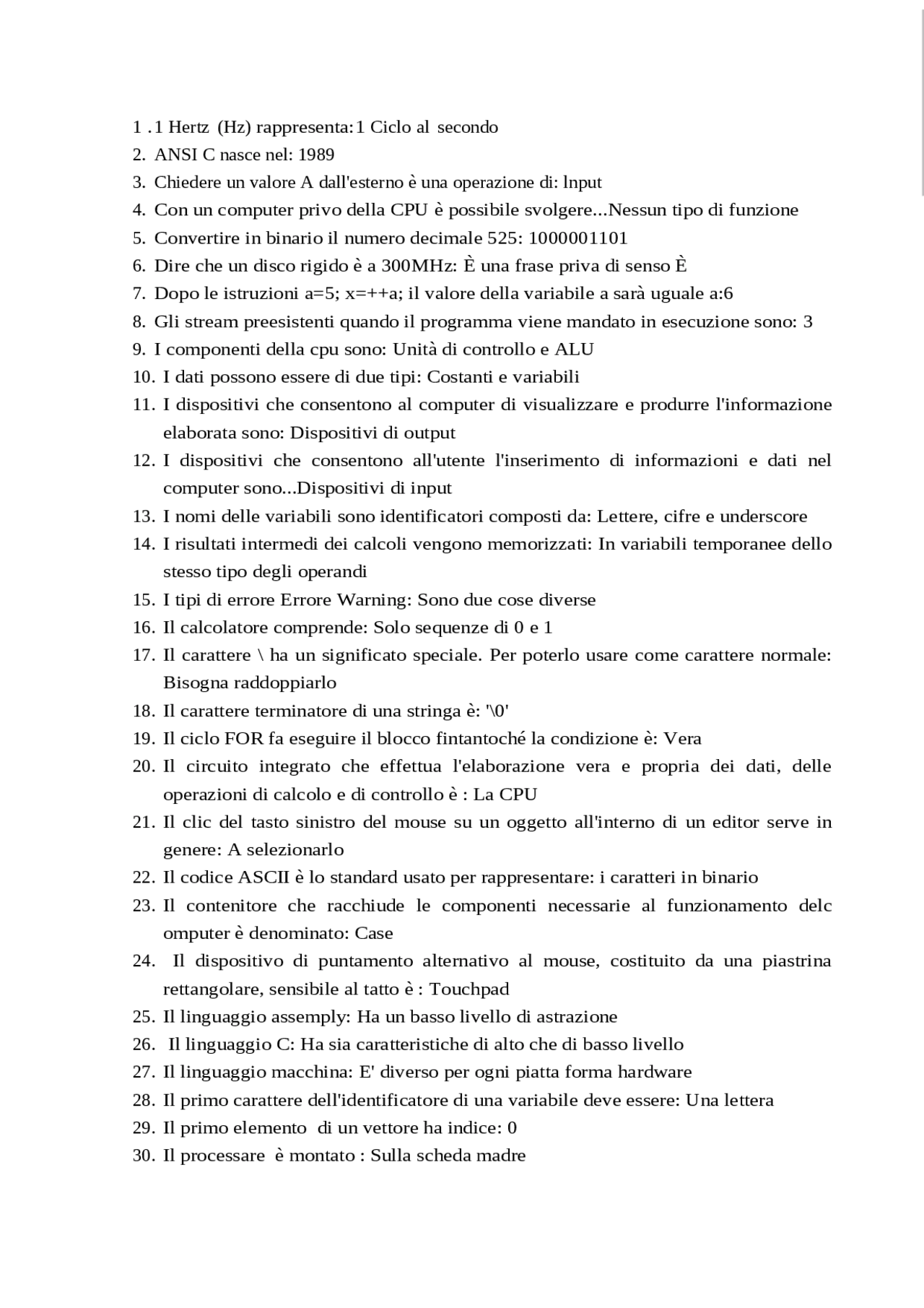 Domande Esame Sistemi Di Elaborazine Delle Inforazioni Docsity