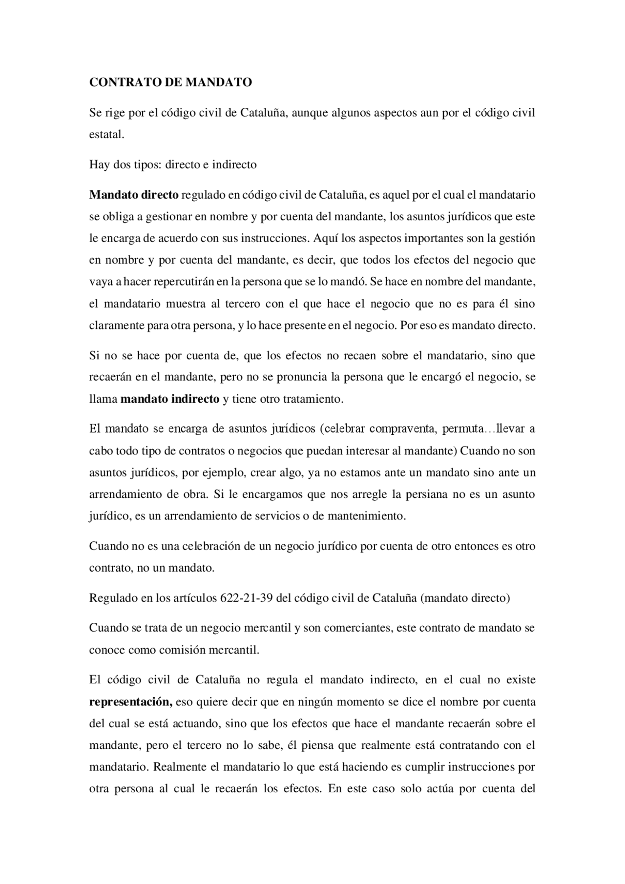 TEMA 17. el contrato de Mandato - Docsity